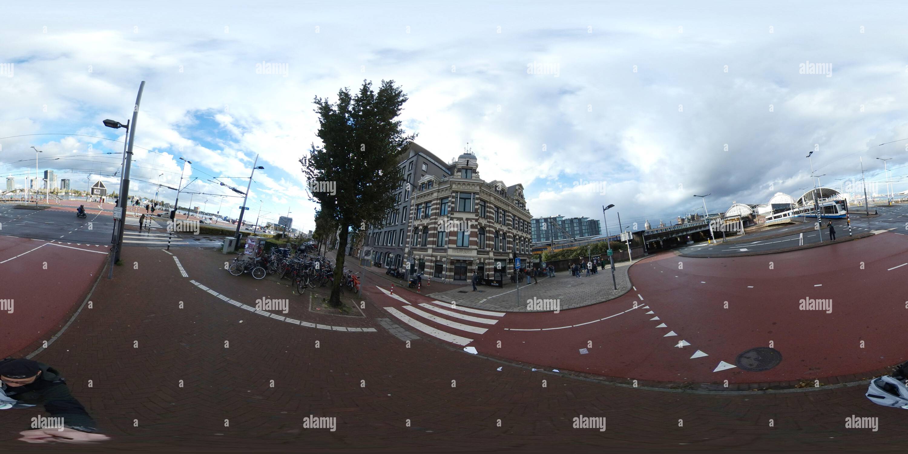 360° view of Netherland historical and modern buildings in Amsterdam ...