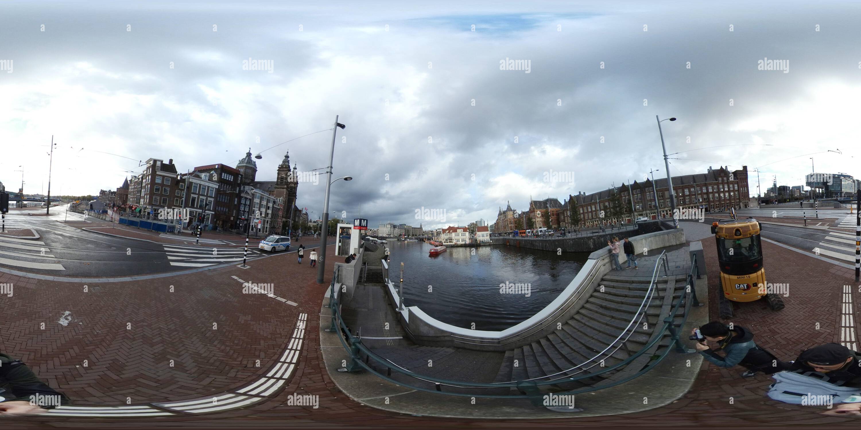 360° view of Netherland historical and modern buildings in Amsterdam ...