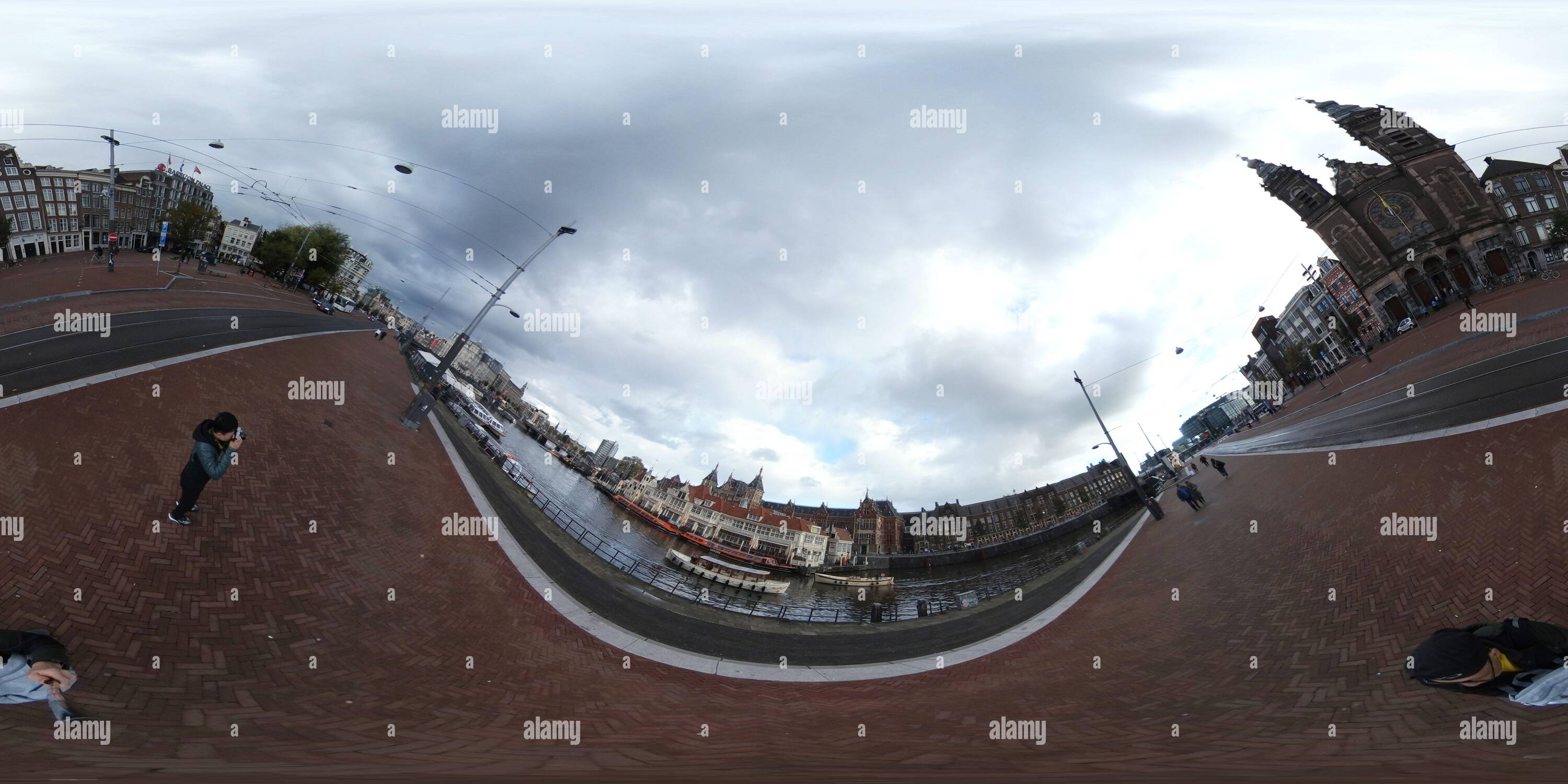 360° view of Netherland historical and modern buildings in Amsterdam ...