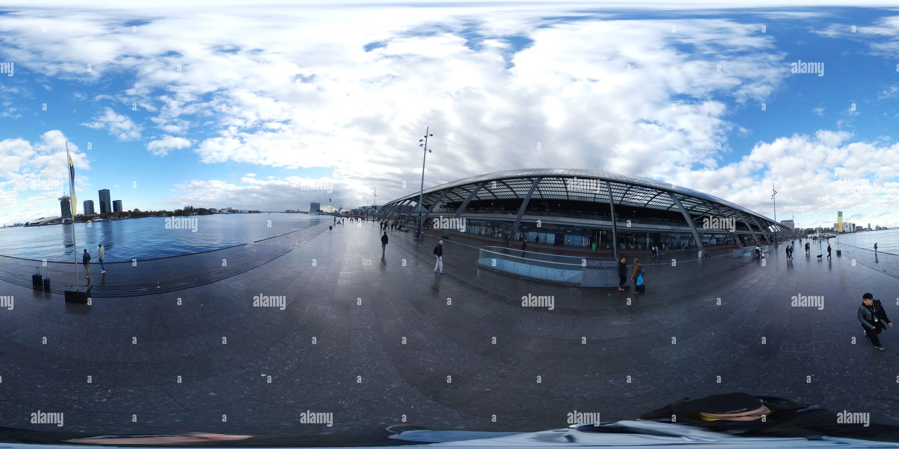 360° view of Netherland Amsterdam Holland central railway train station ...