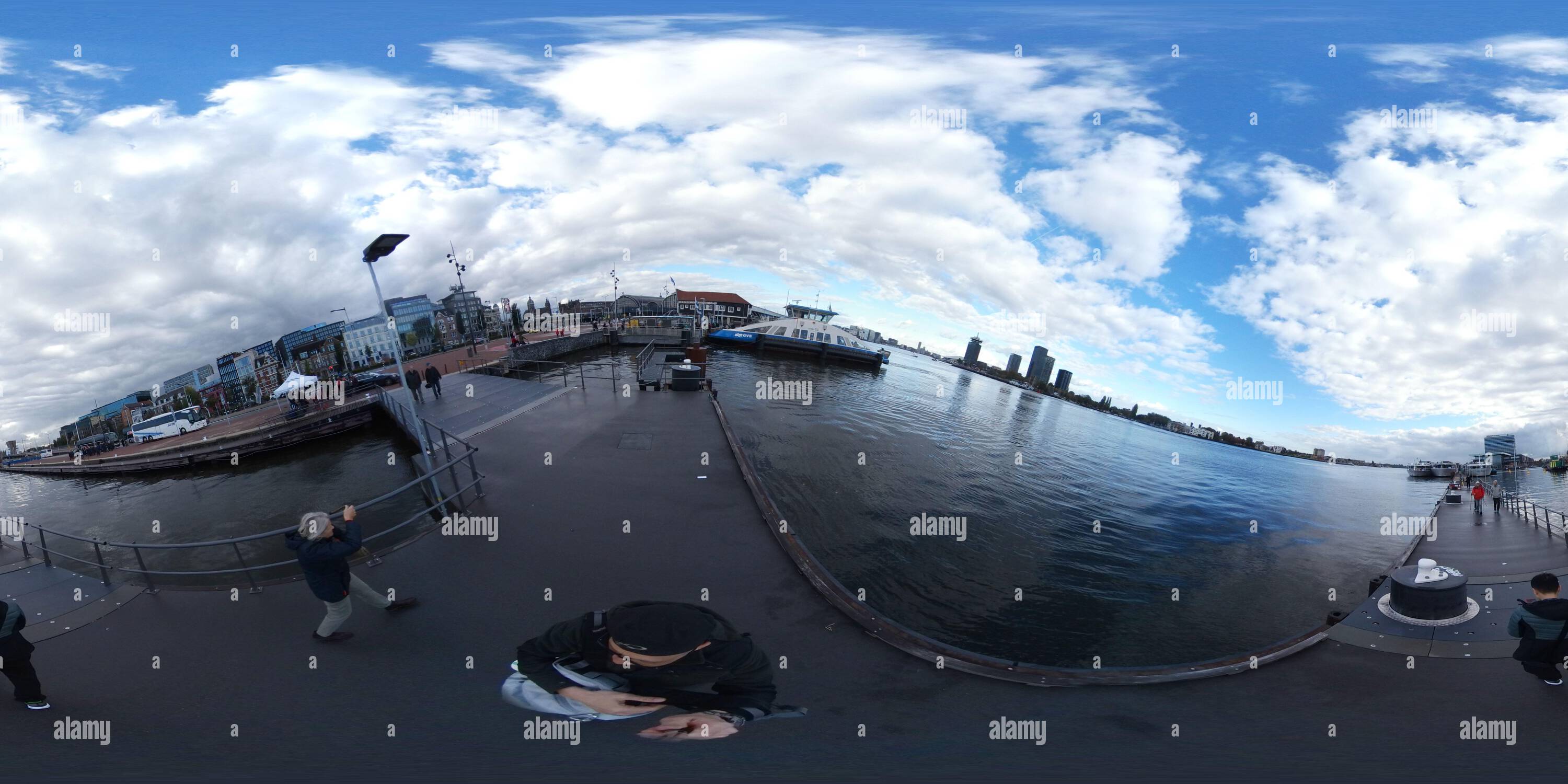 360° view of Netherland historical and modern buildings in Amsterdam ...
