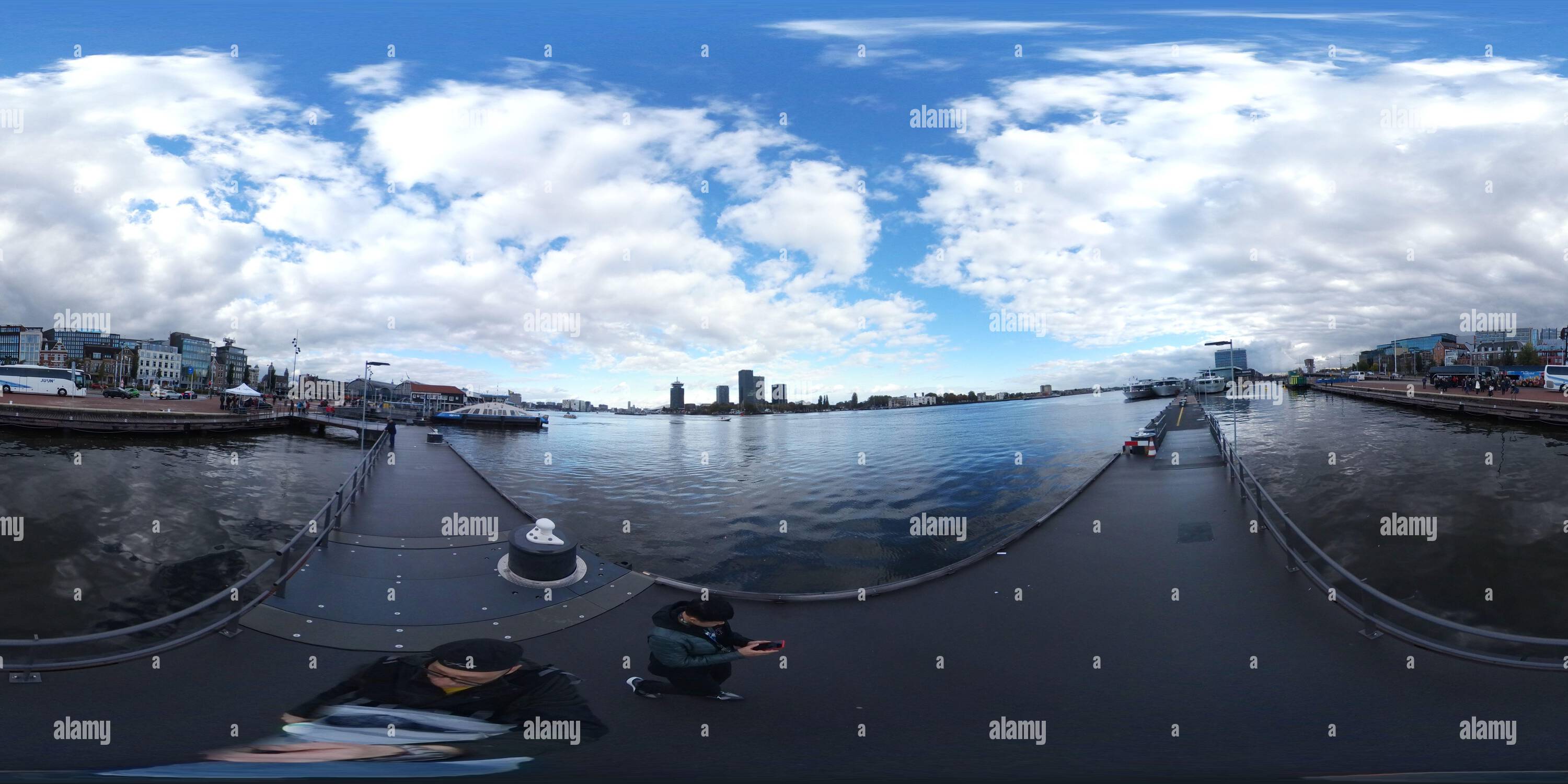 360° view of Netherland historical and modern buildings in Amsterdam ...