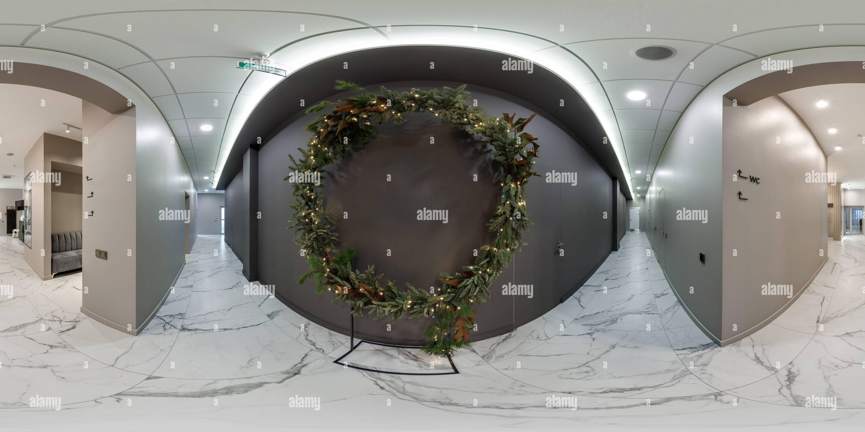 360° view of full hdri 360 panoramain in corridor of dental clinic in ...