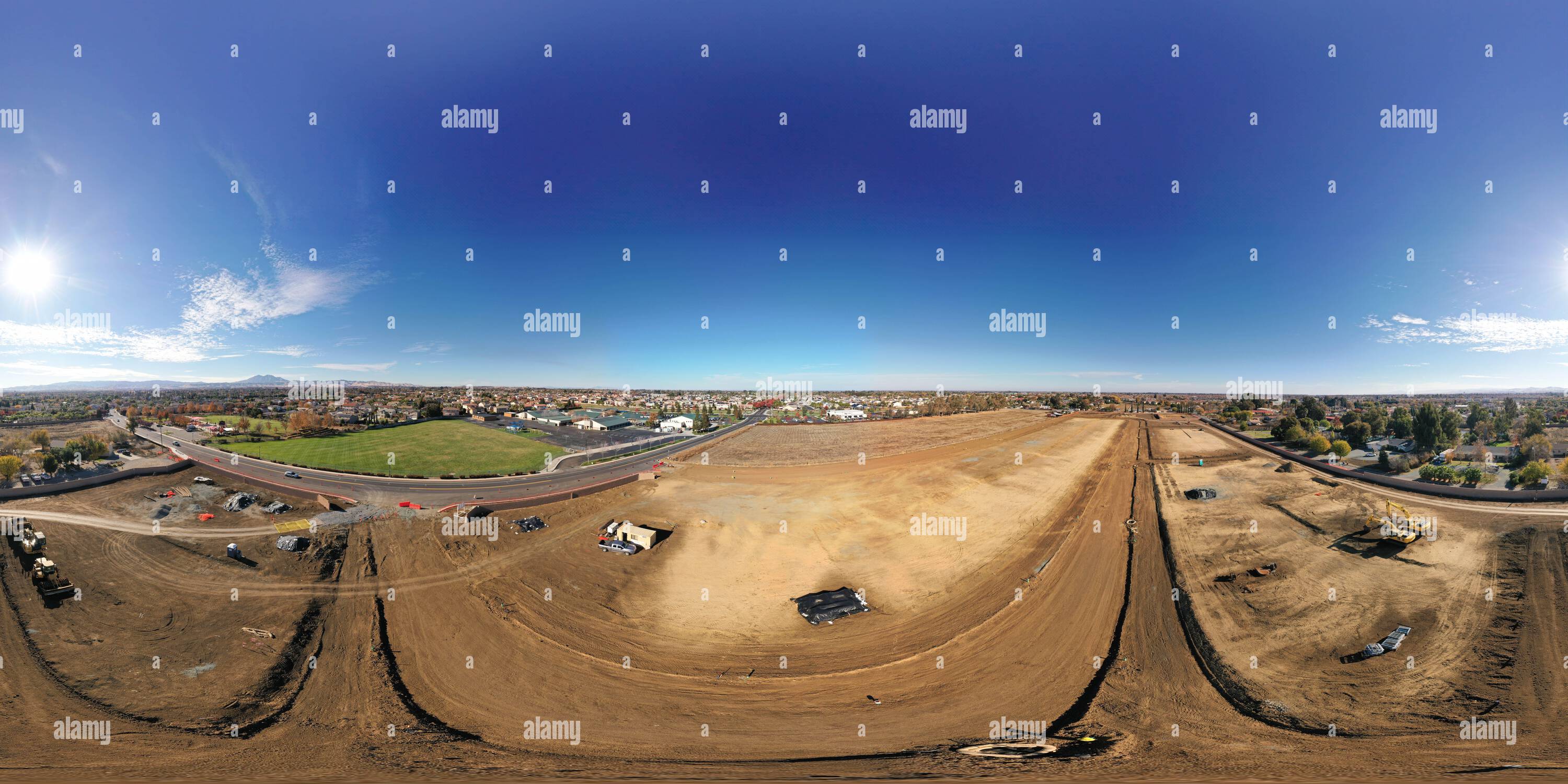 360° view of Aerial 360° drone panorama over a residential neighborhood ...