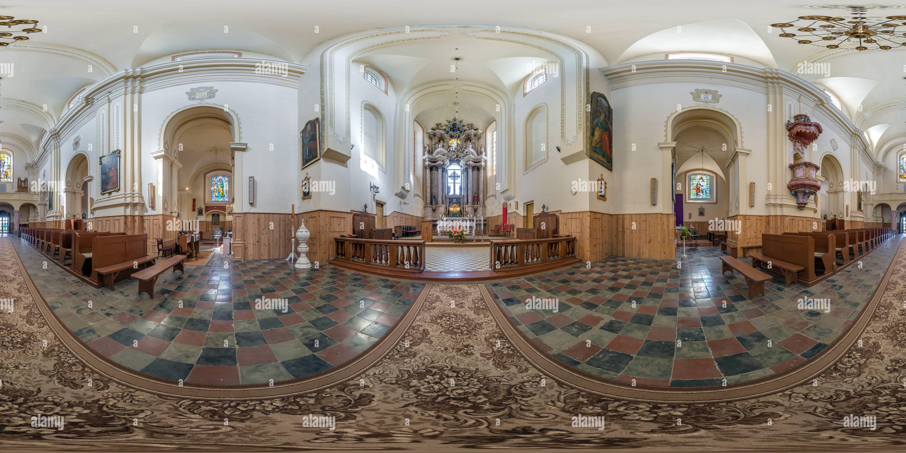 360° view of spherical seamless hdri 360 panorama inside of catholic ...