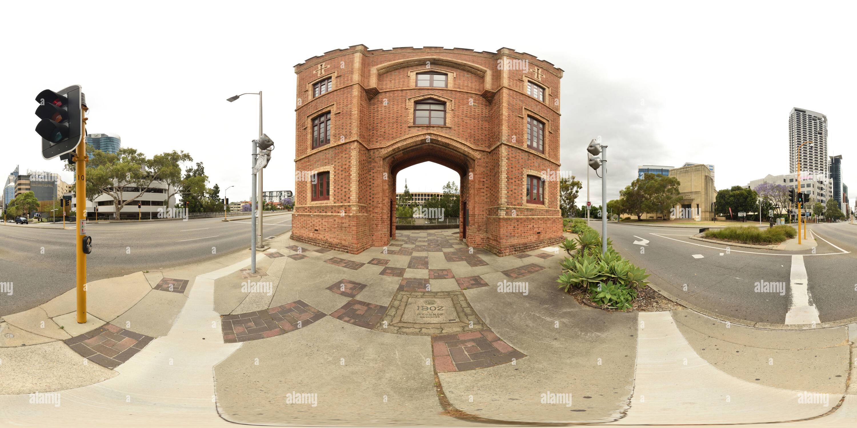 360° view of 360° Panorama, looking through the Tudor style Barracks ...