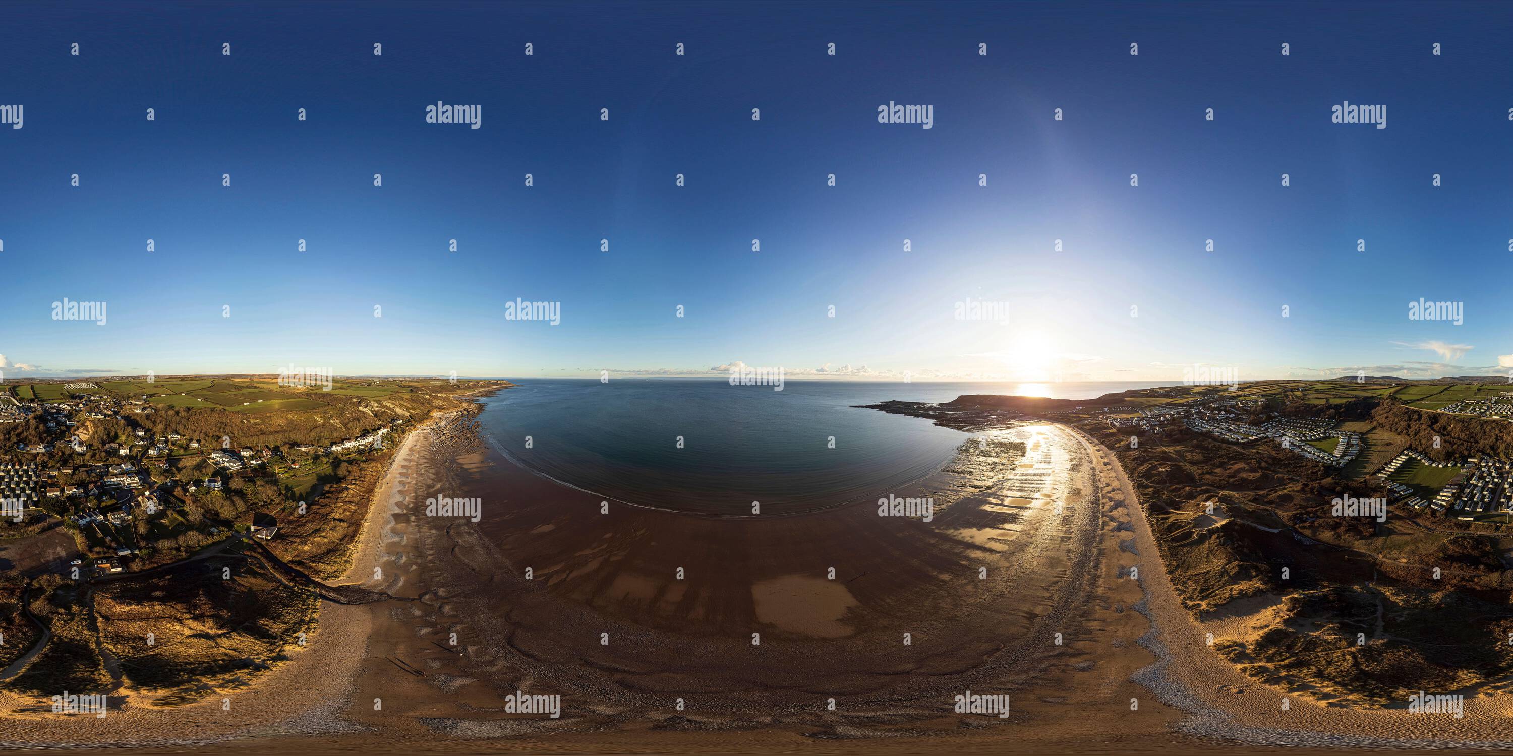 360° view of Aerial views over Horton beach on the Gower Peninsula ...