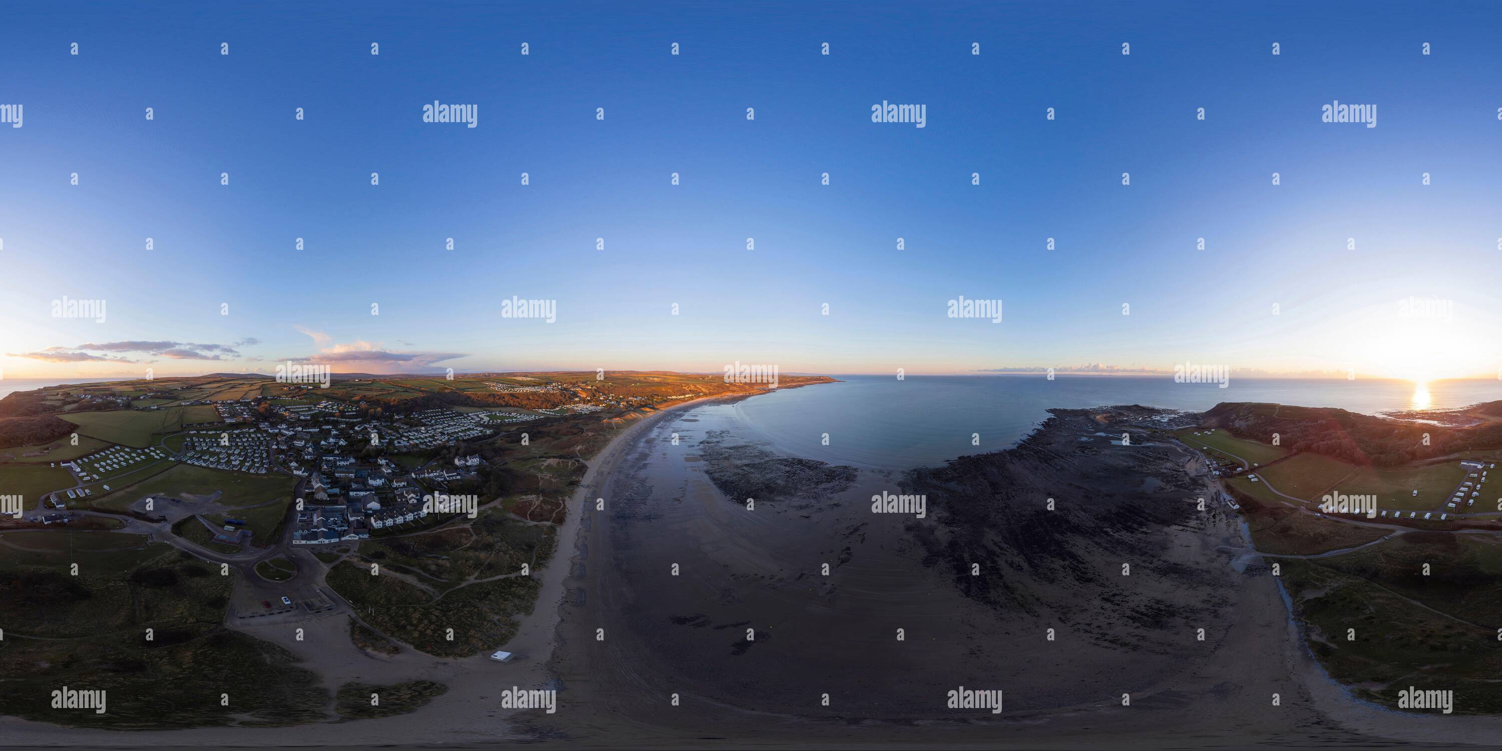 360° view of Port Eynon, Gower peninsula 360˚ aerial panorama: Phillip ...