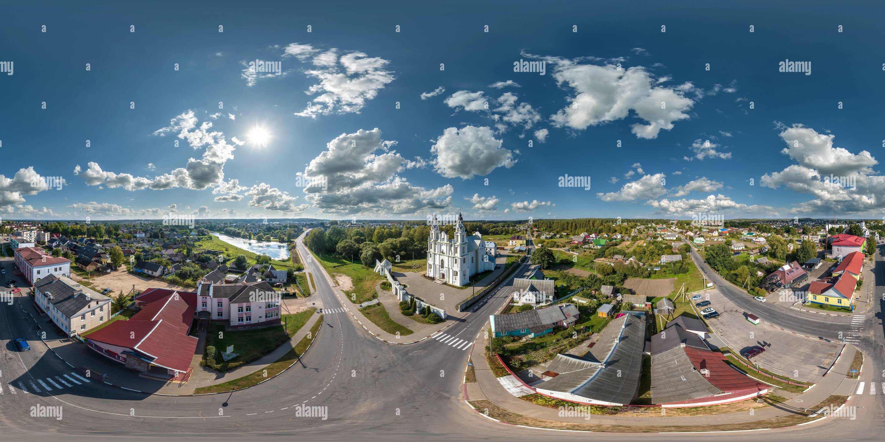 360° view of aerial full hdri 360 panorama view on white baroque ...