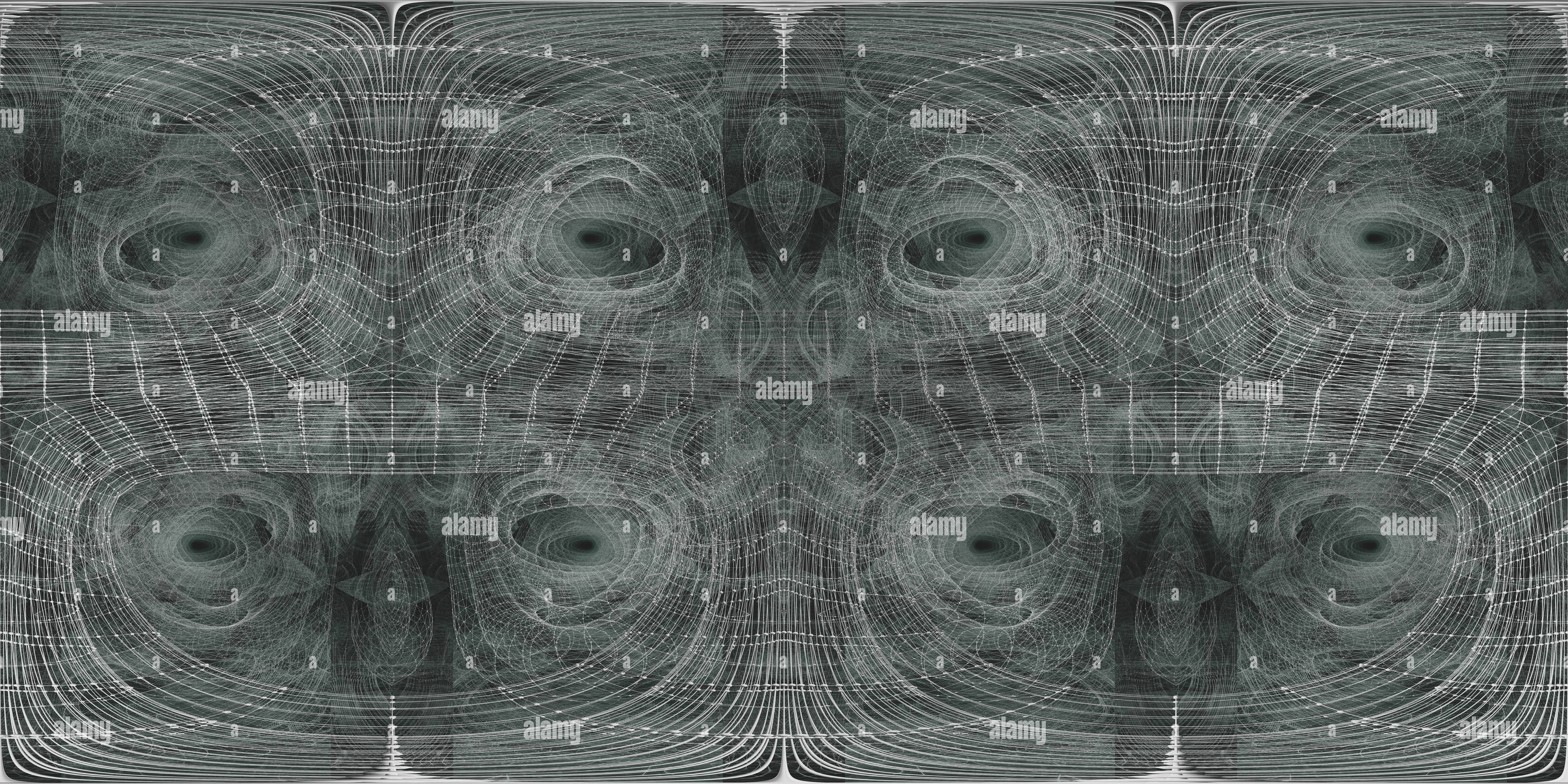 360° view of Futuristic panorama geometric fractal of lines and spheres ...
