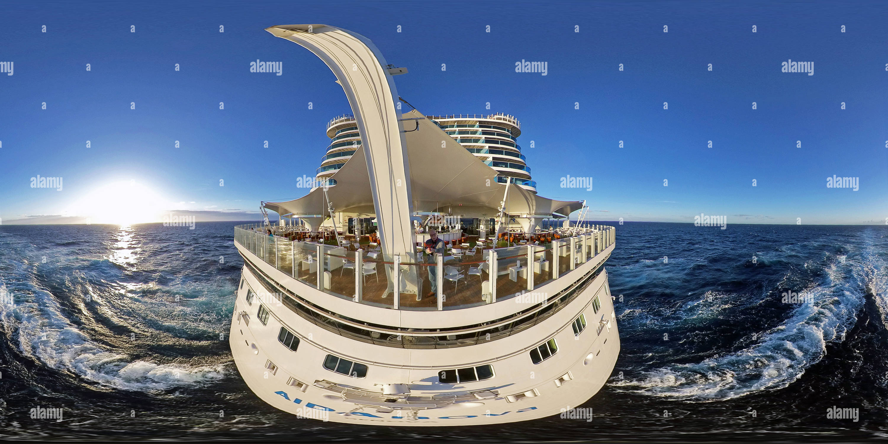 360° view of Cruise Ship AIDAnova Rear of ship North Atlantic 2019 - Alamy