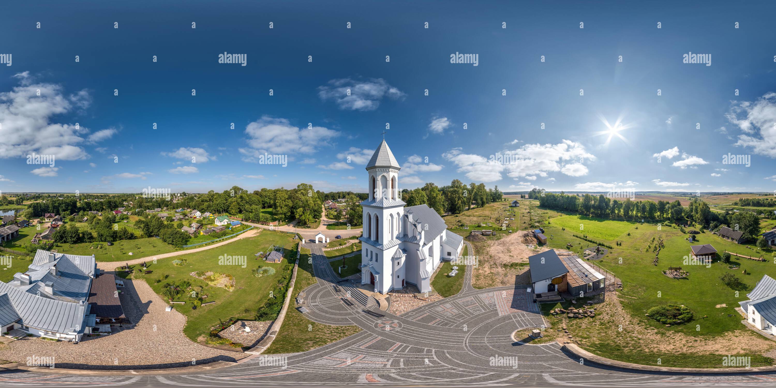 360° view of aerial full hdri 360 panorama view on white neo gothic ...