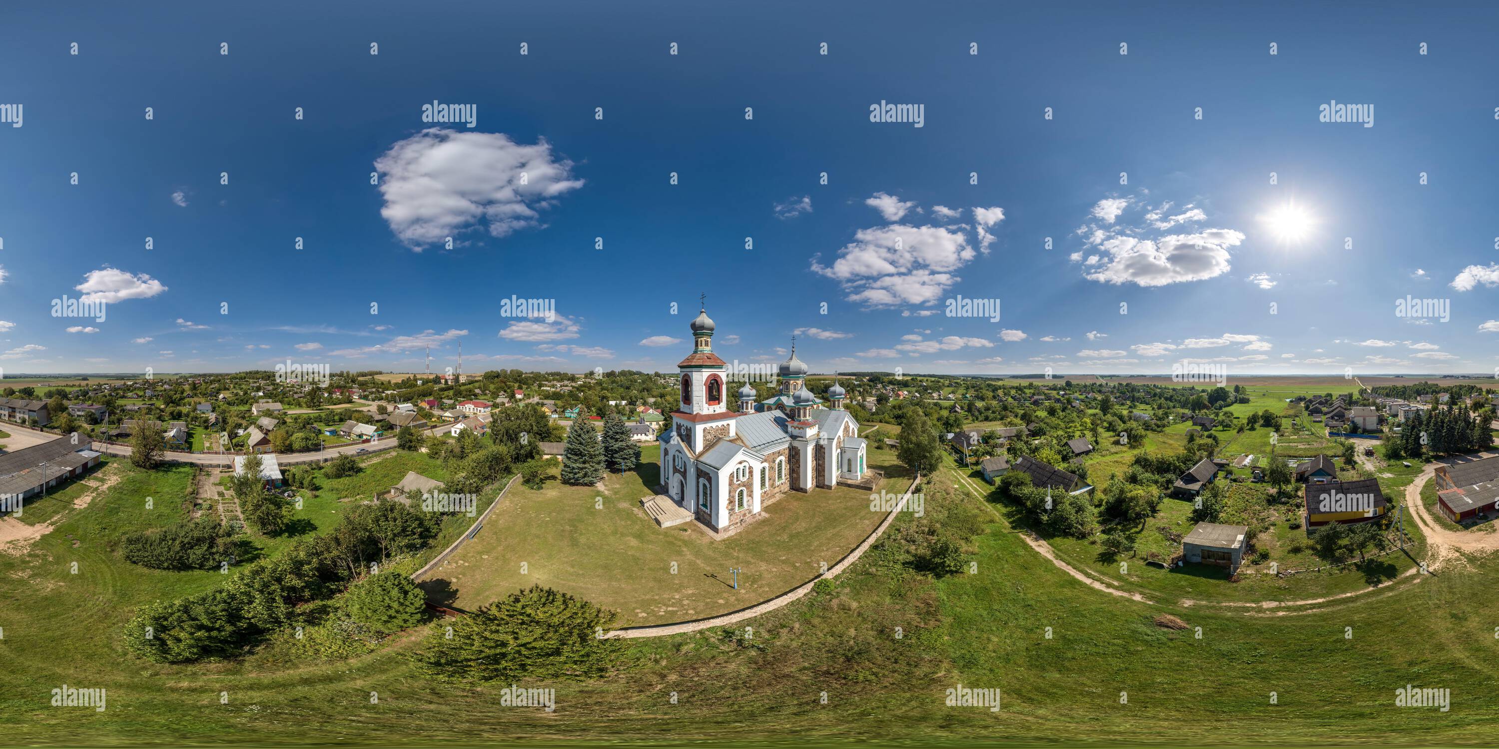 360° view of aerial full hdri 360 panorama view on orthodox church in ...