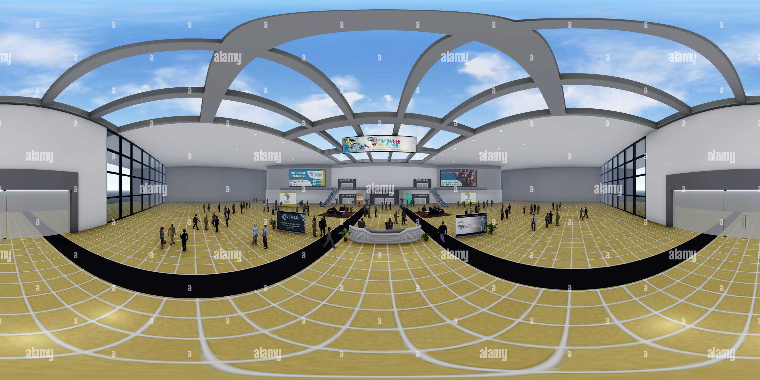 360° view of hybrid event Entrance lobby pano - Alamy