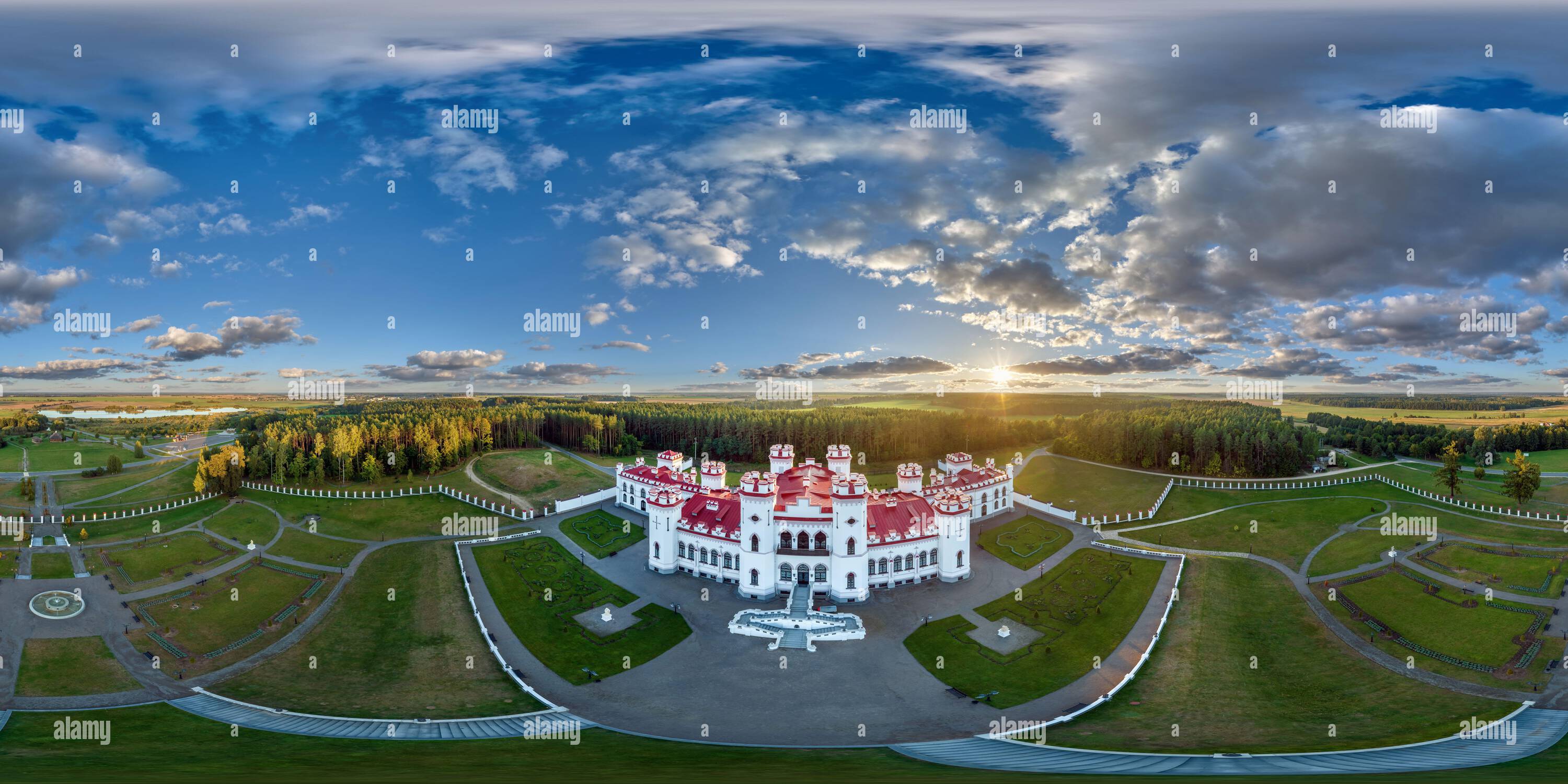 360° view of aerial evening seamless spherical hdri 360 panorama ...