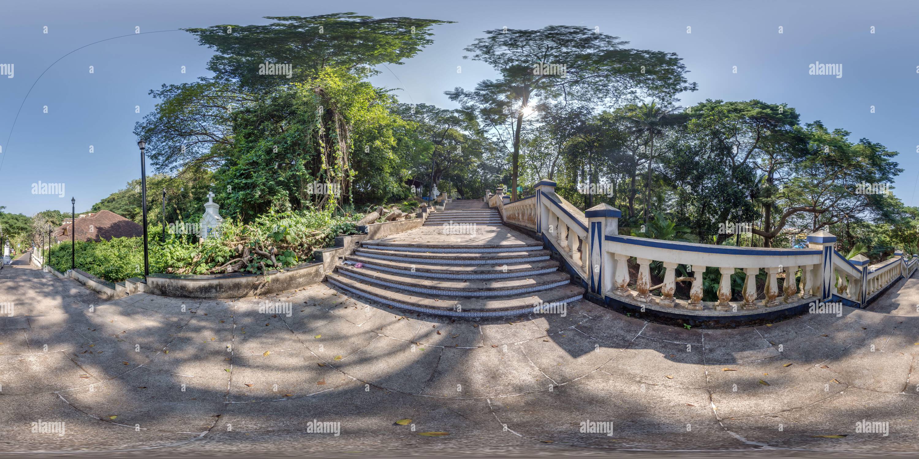 360° view of full seamless spherical 360 hdri panorama on old concrete ...