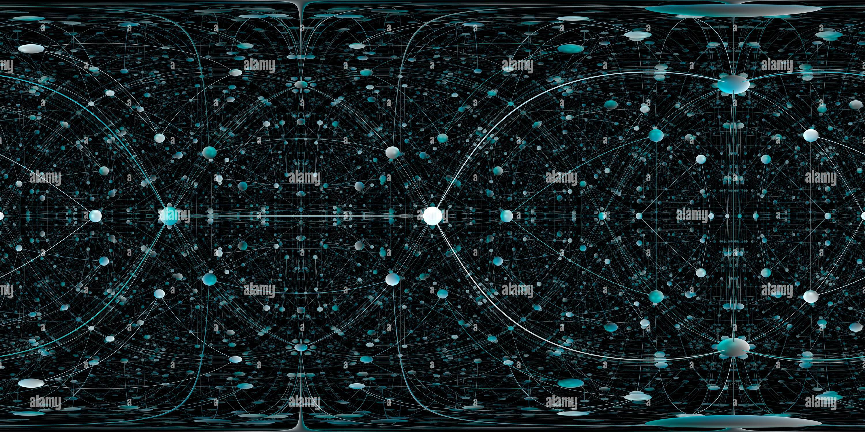 360° view of A fantastic endless geometric space of lines and spheres ...