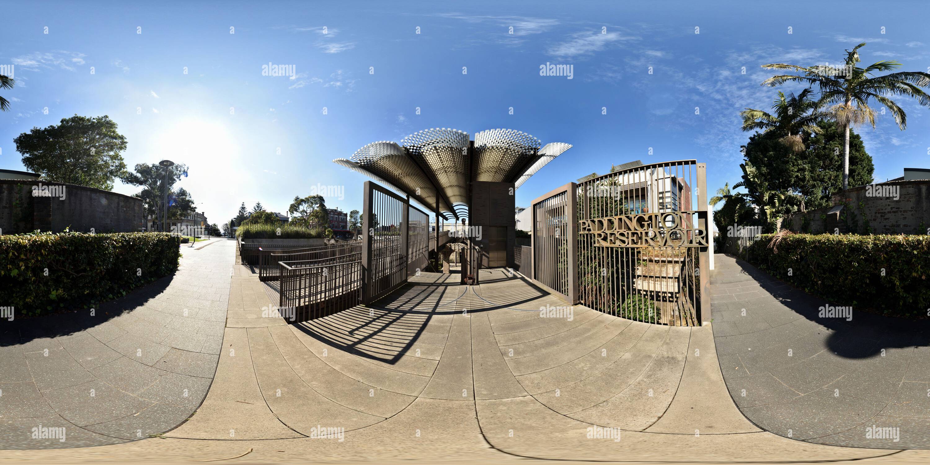 360° view of 360° interactive panorama of the park gates at Paddington ...