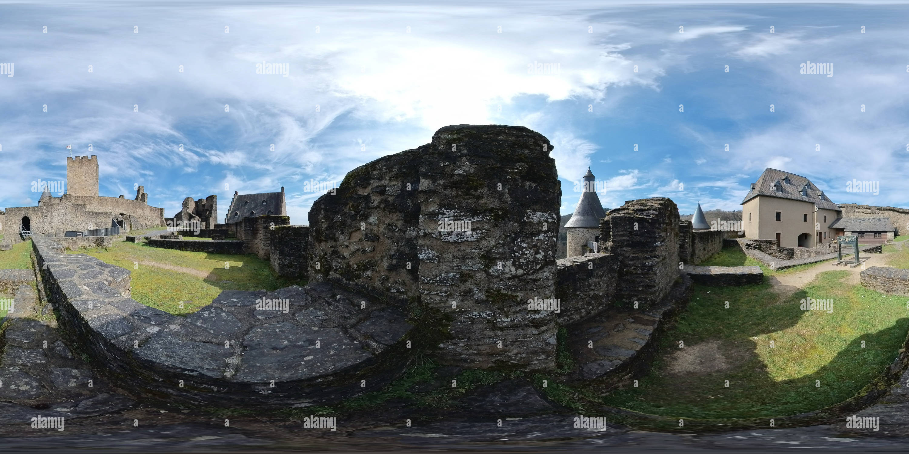 360° view of Bourscheid Castle 6 - Alamy