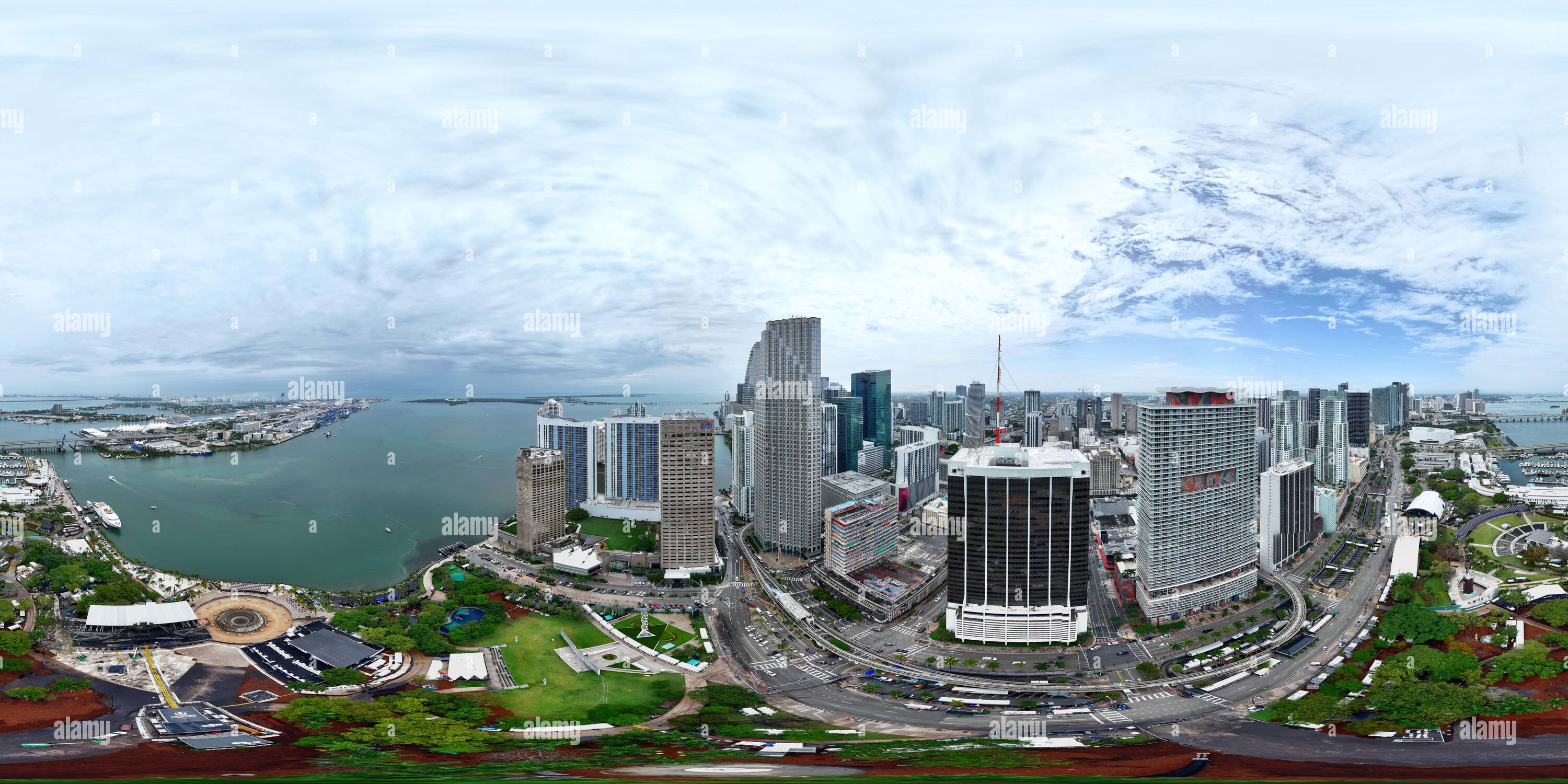 360° view of Miami, FL, USA - March 23, 2024: Aerial drone 360 ...