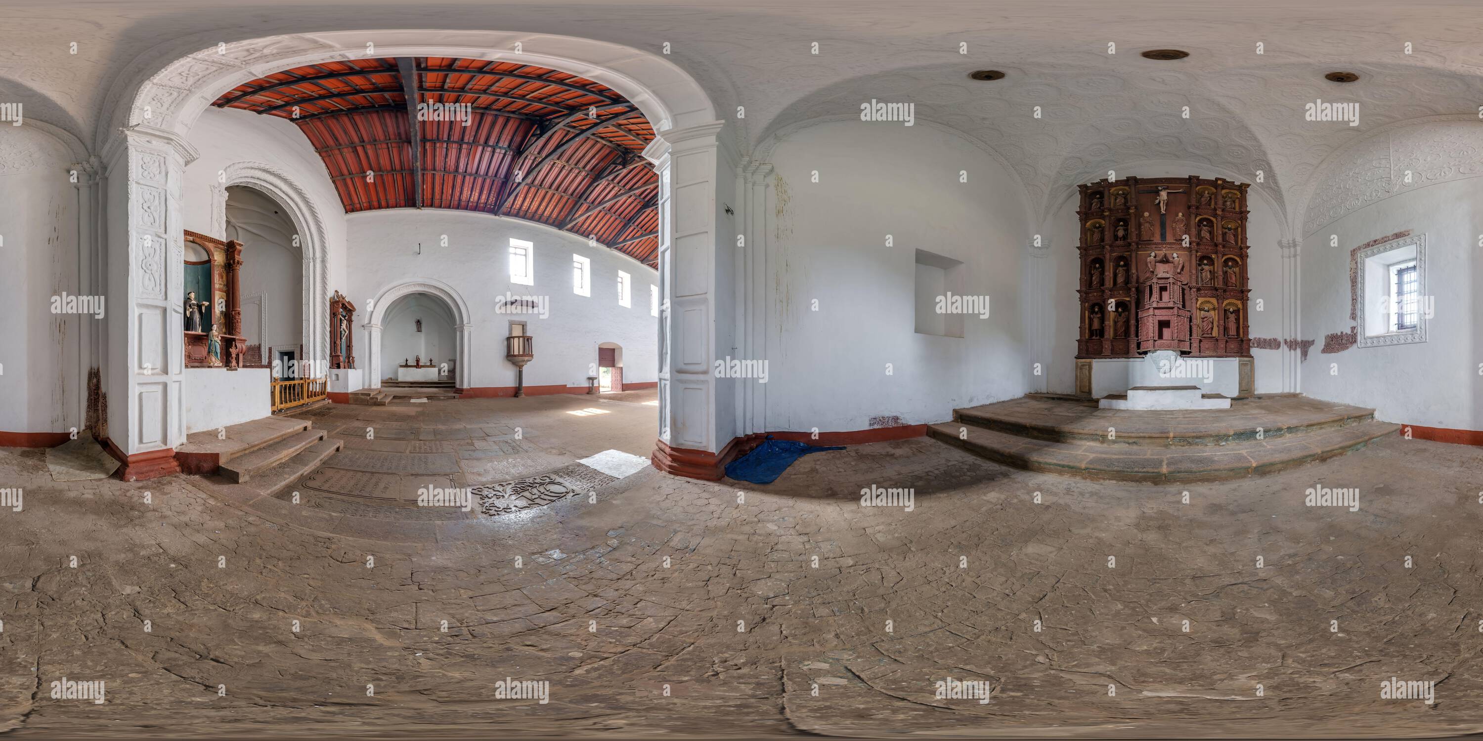 360° view of full spherical hdri 360 panorama inside empty abandoned of ...