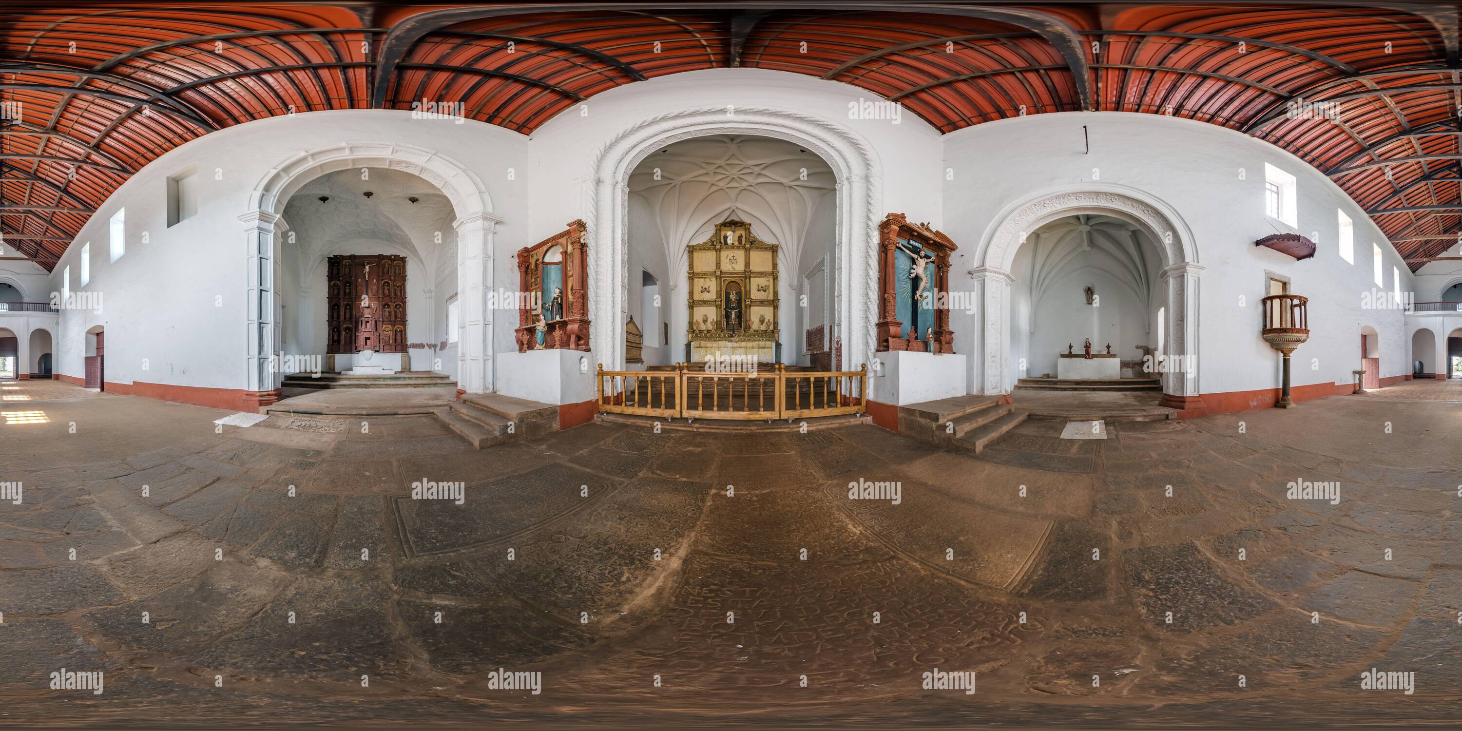 360° view of full spherical hdri 360 panorama inside empty abandoned of ...