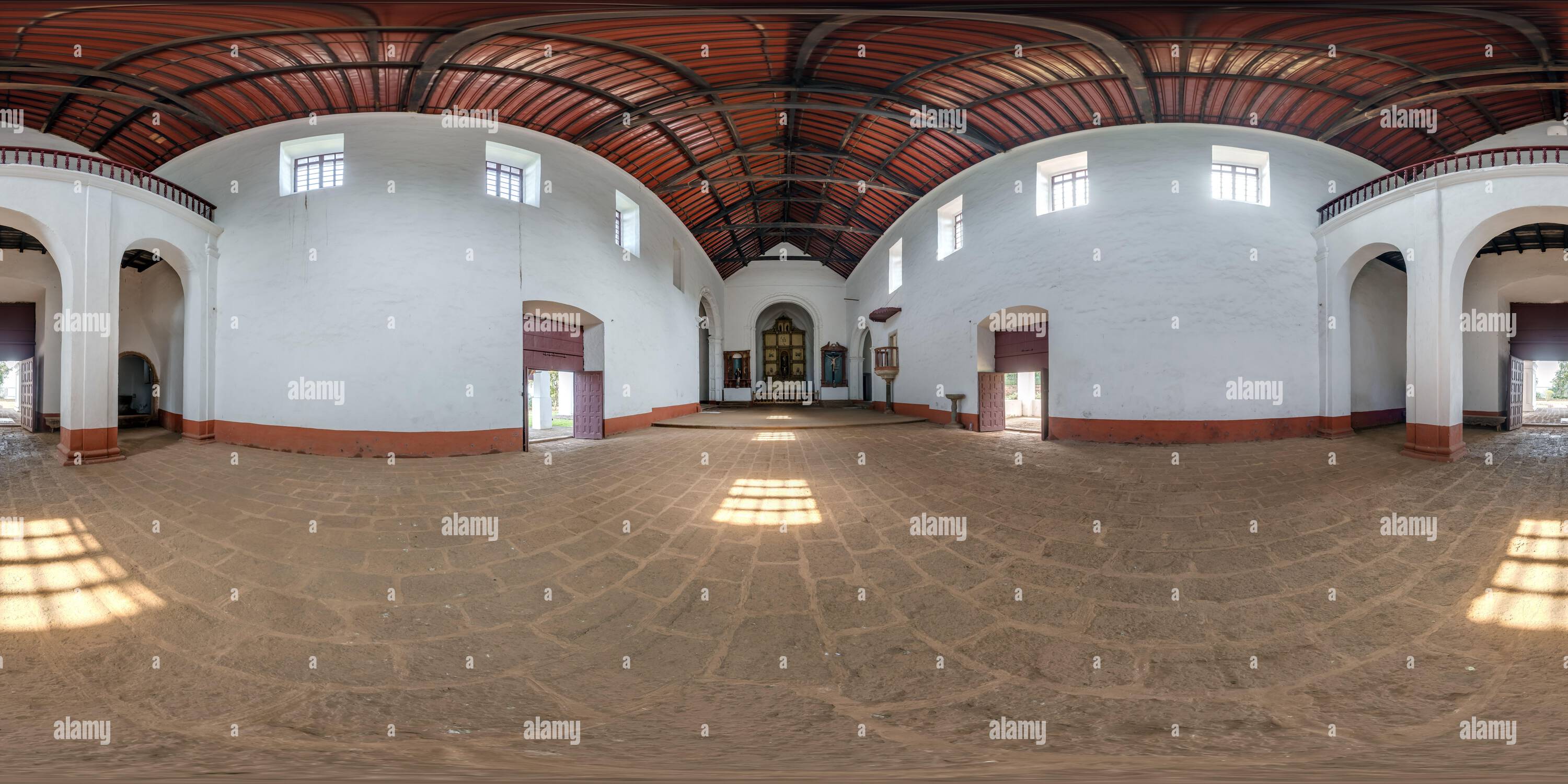 360° view of full spherical hdri 360 panorama inside empty abandoned of ...
