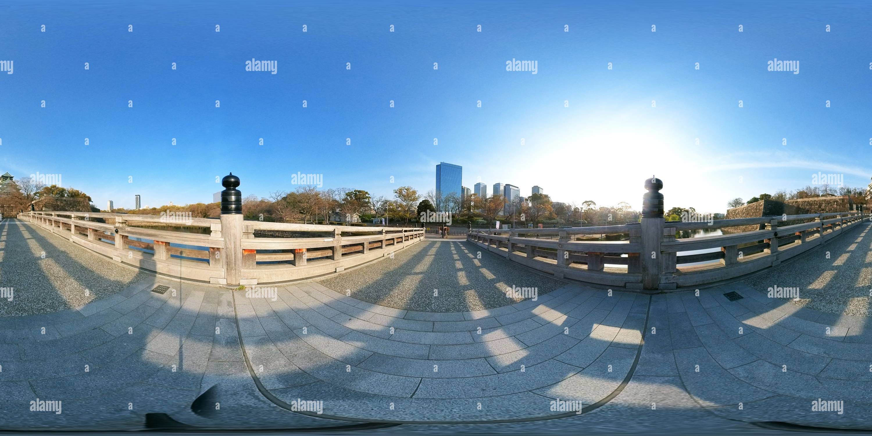 360° view of Osaka Castle Sunrise, Japan - Alamy
