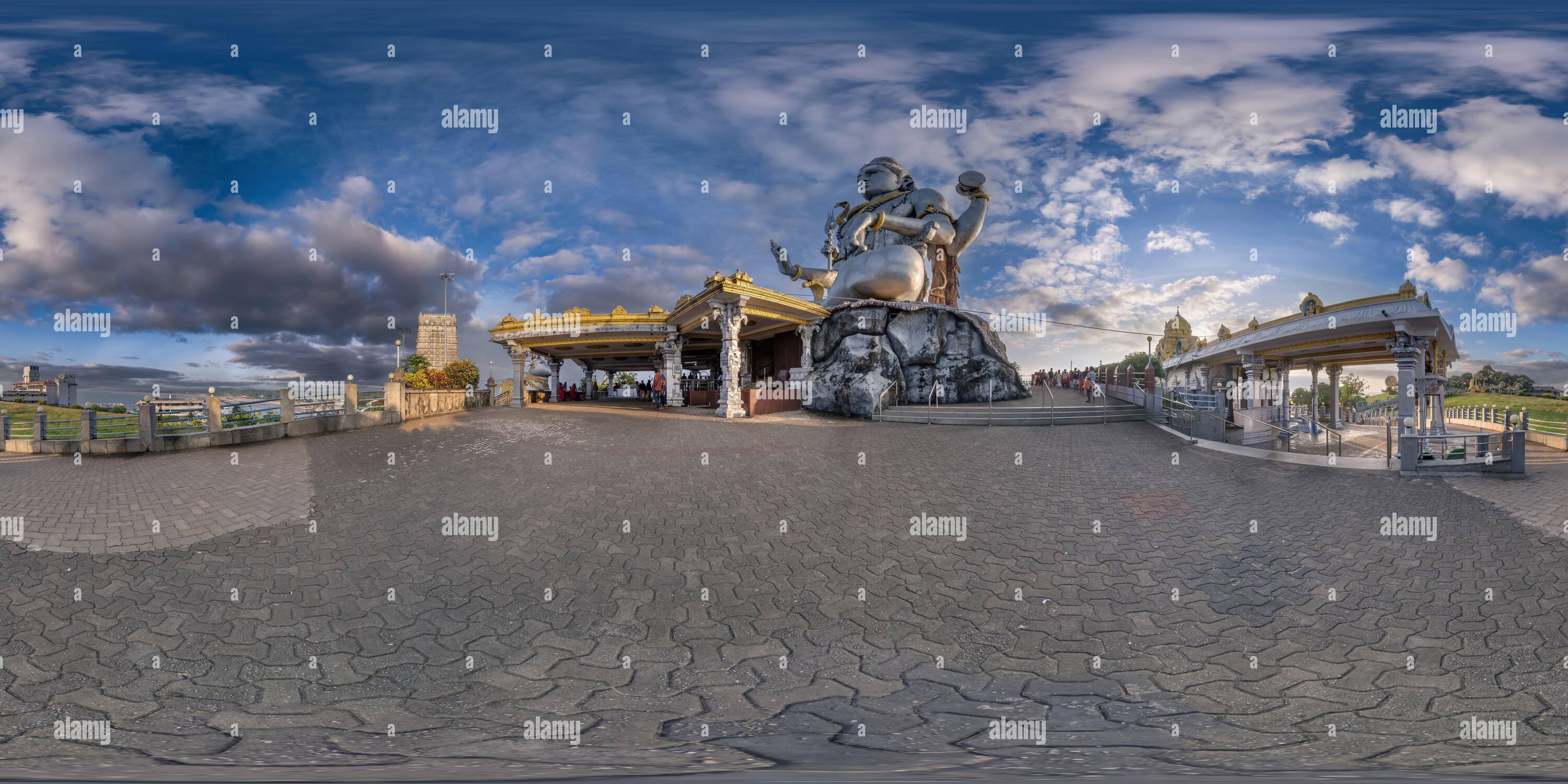 360° view of full 360 hdri panorama near tallest hindu shiva monument ...