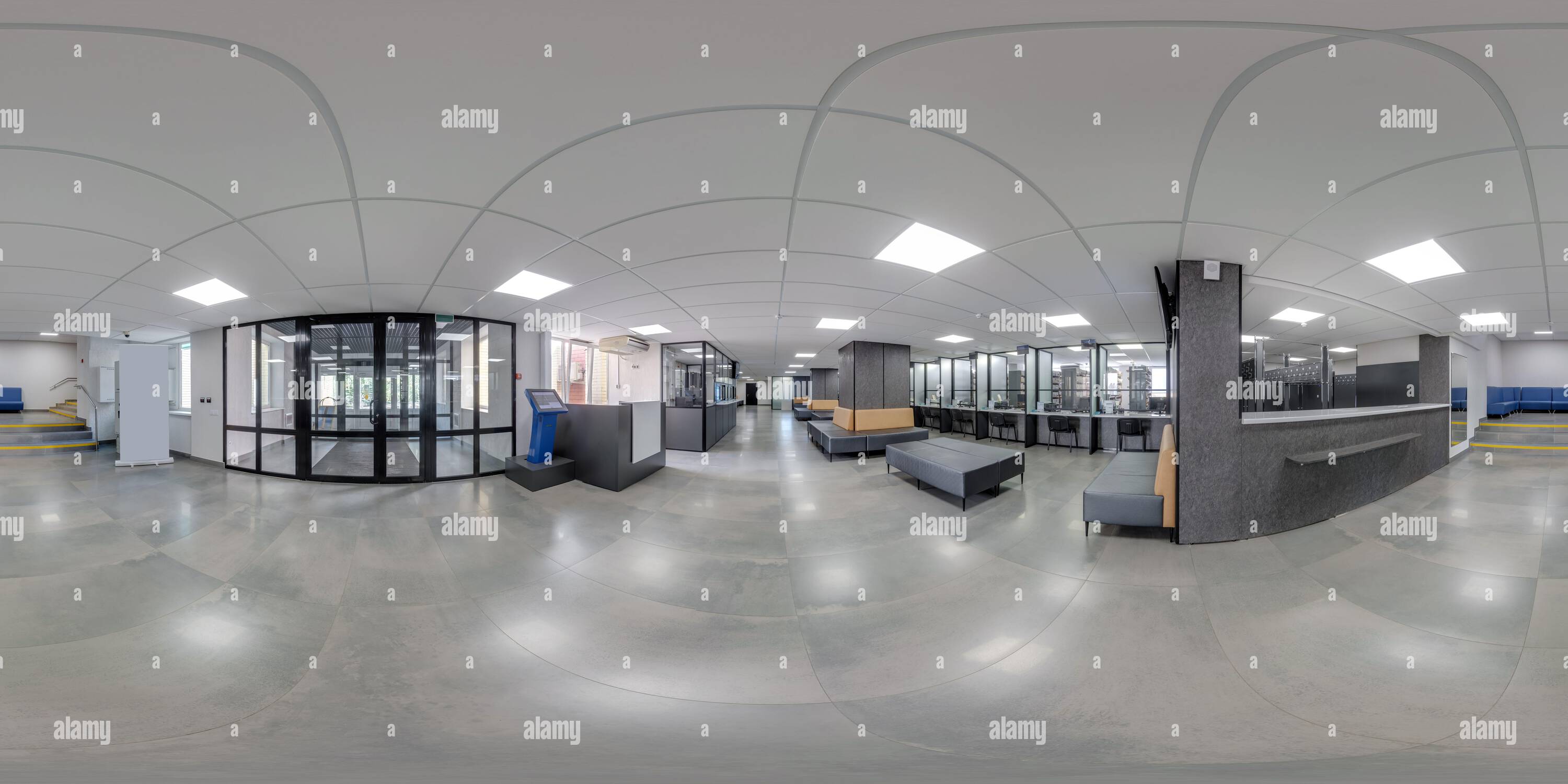 360° view of hdri 360 panorama view in empty modern hall of reception ...