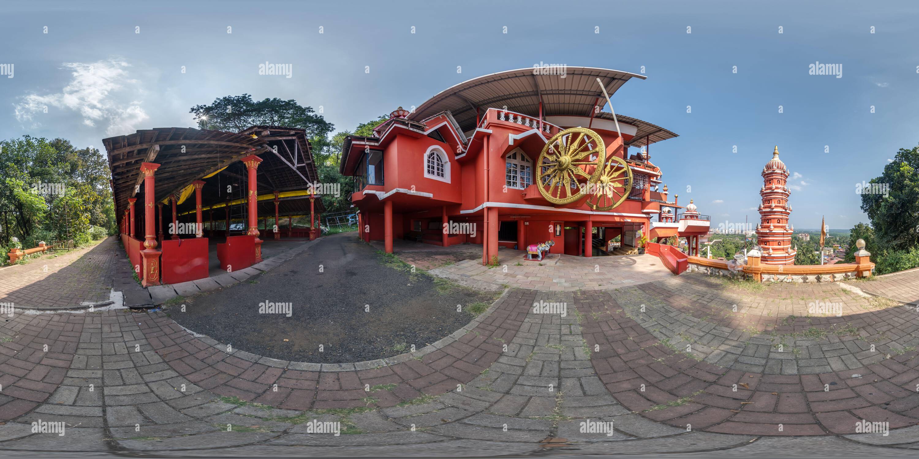 360° view of full hdri 360 panorama near hindu maruti temple of ape ...