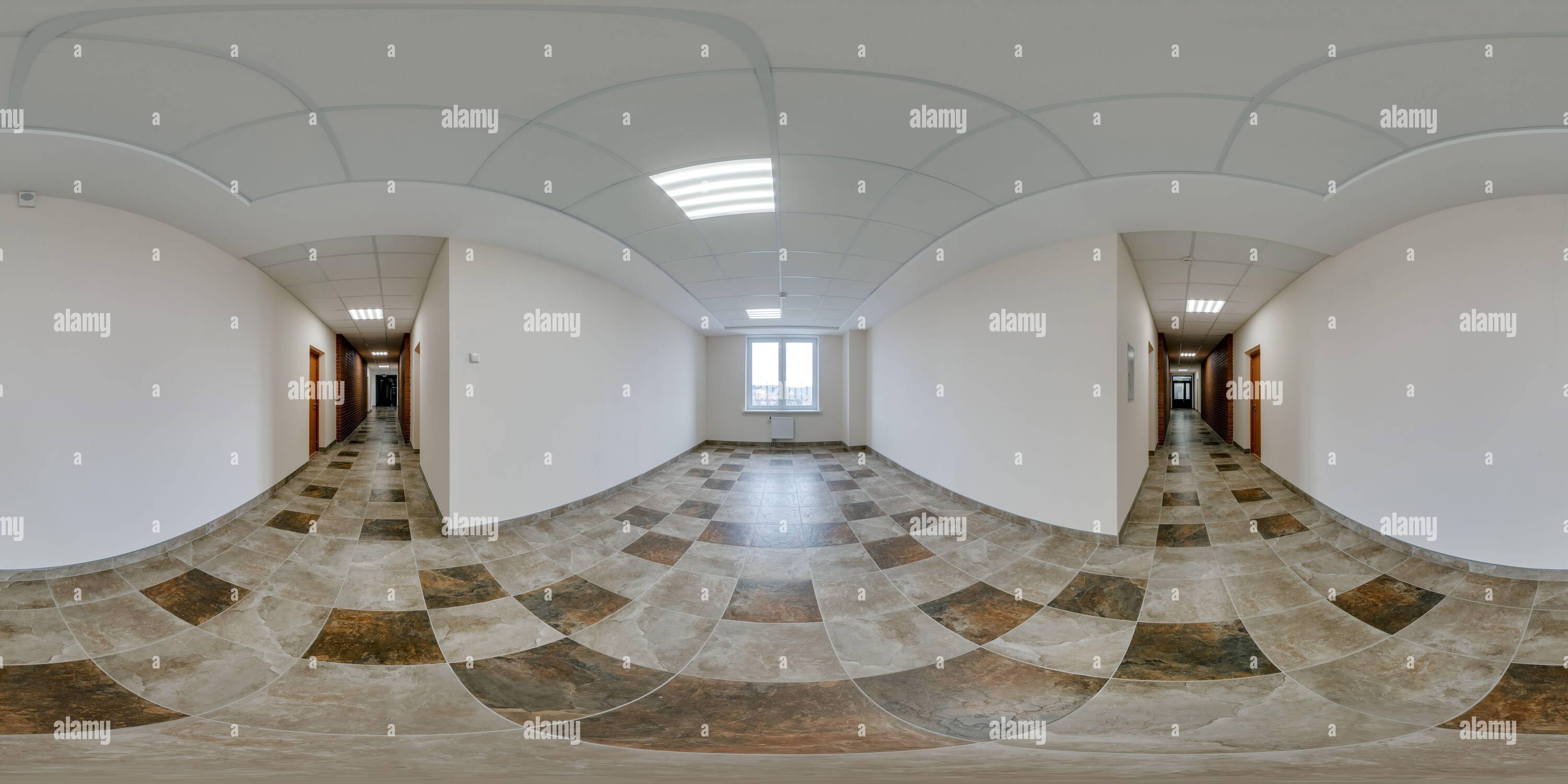 360° view of empty white room hall in corridor in hdri 360 panorama in ...