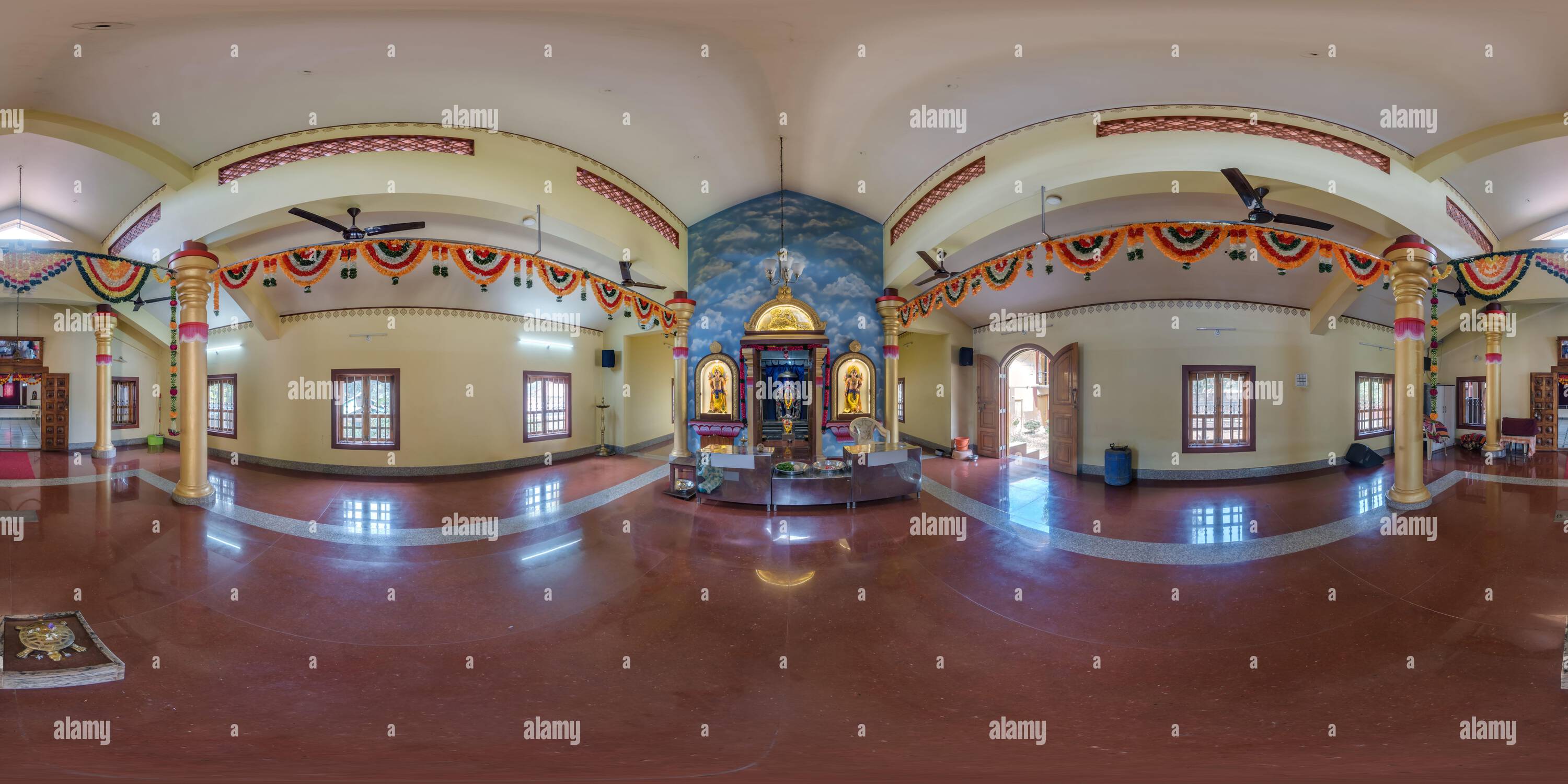 360° view of seamless spherical hdr 360 panorama inside hindu temple in ...