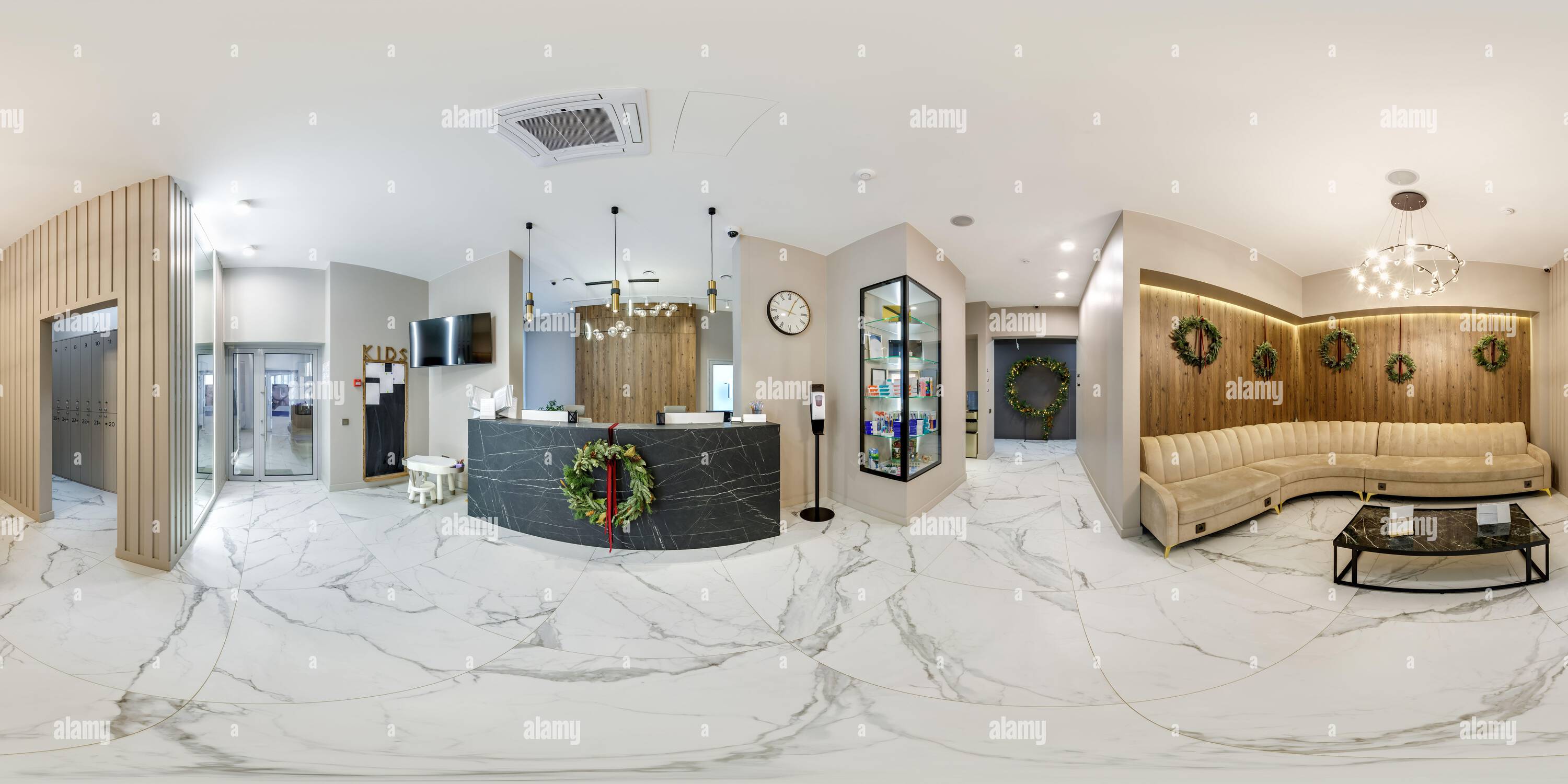 360° view of full hdri 360 panorama in reception of corridor of dental ...