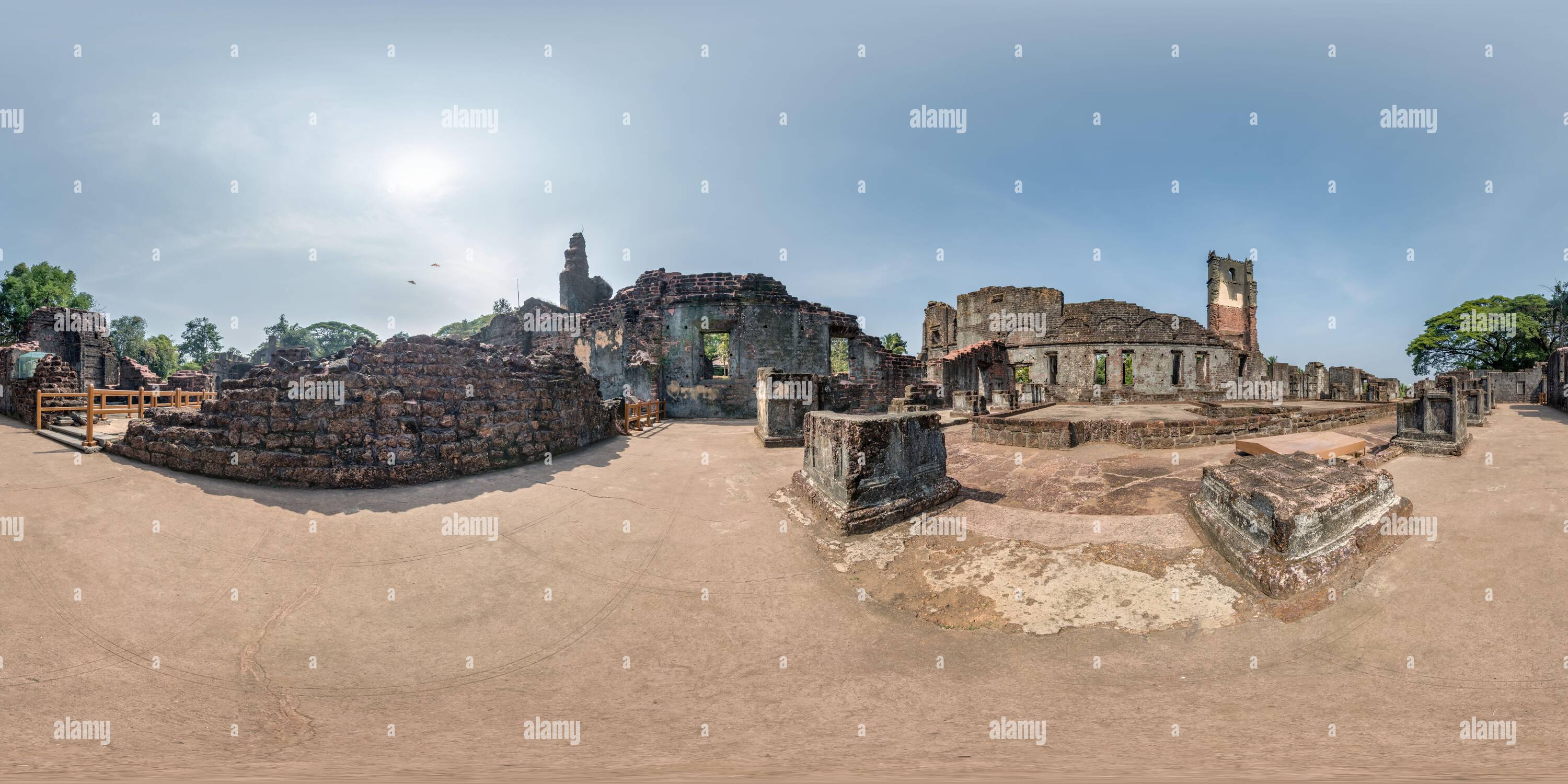 360° view of full spherical hdri 360 panorama near stone abandoned ...