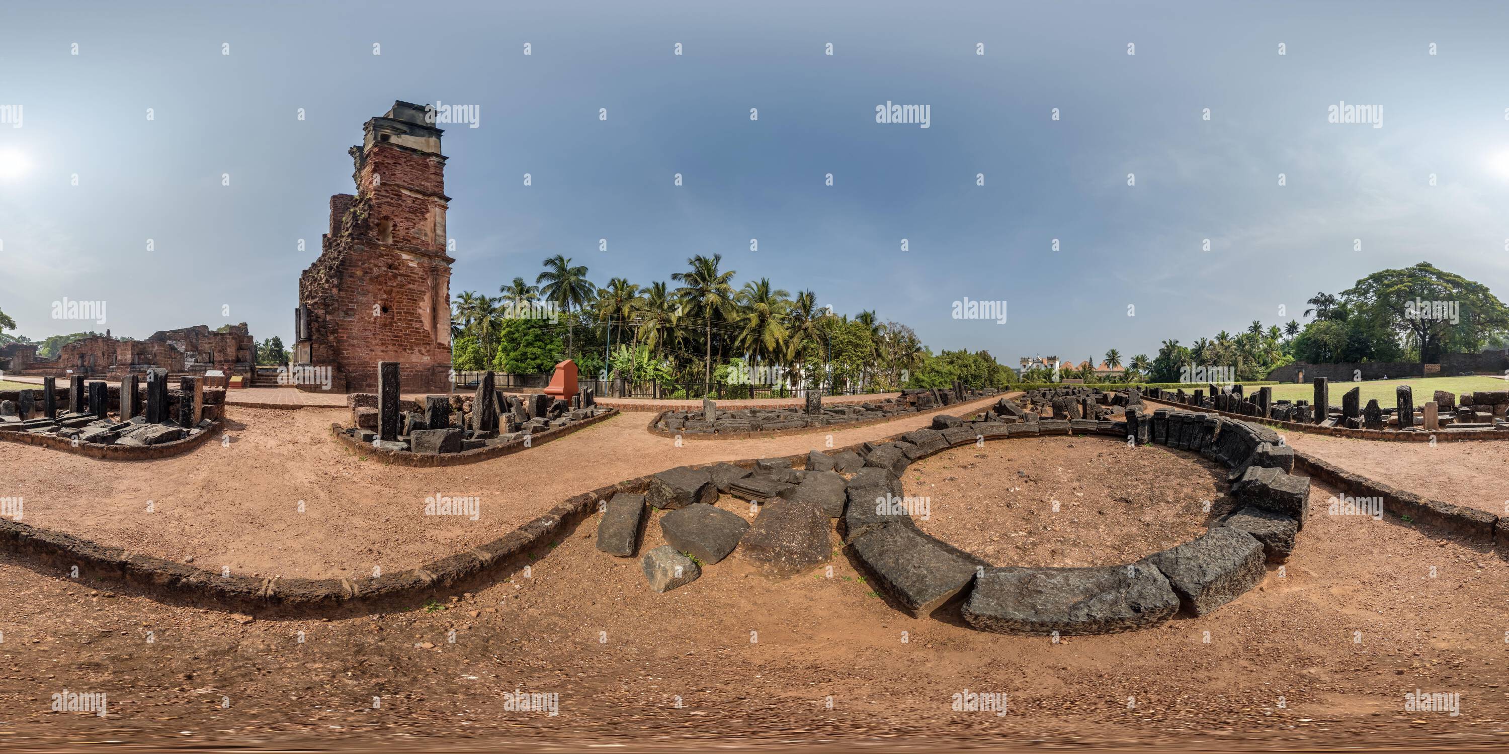 360° view of full spherical hdri 360 panorama near stone abandoned ...
