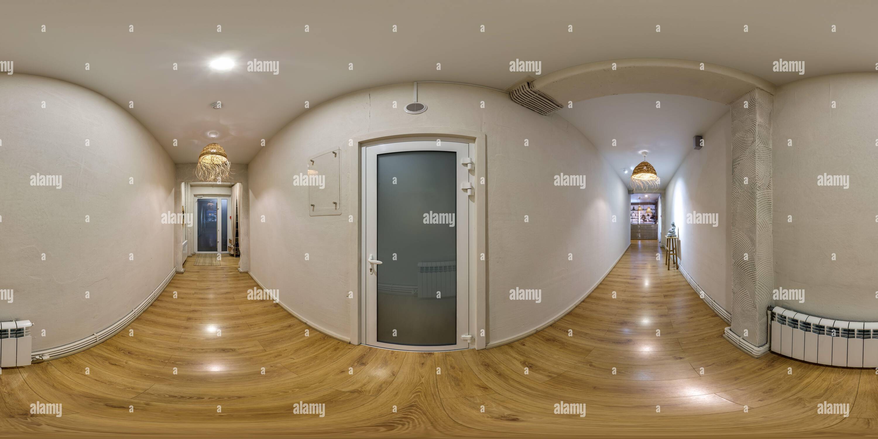 360° view of 360 panorama empty corridor with doors for room office ...
