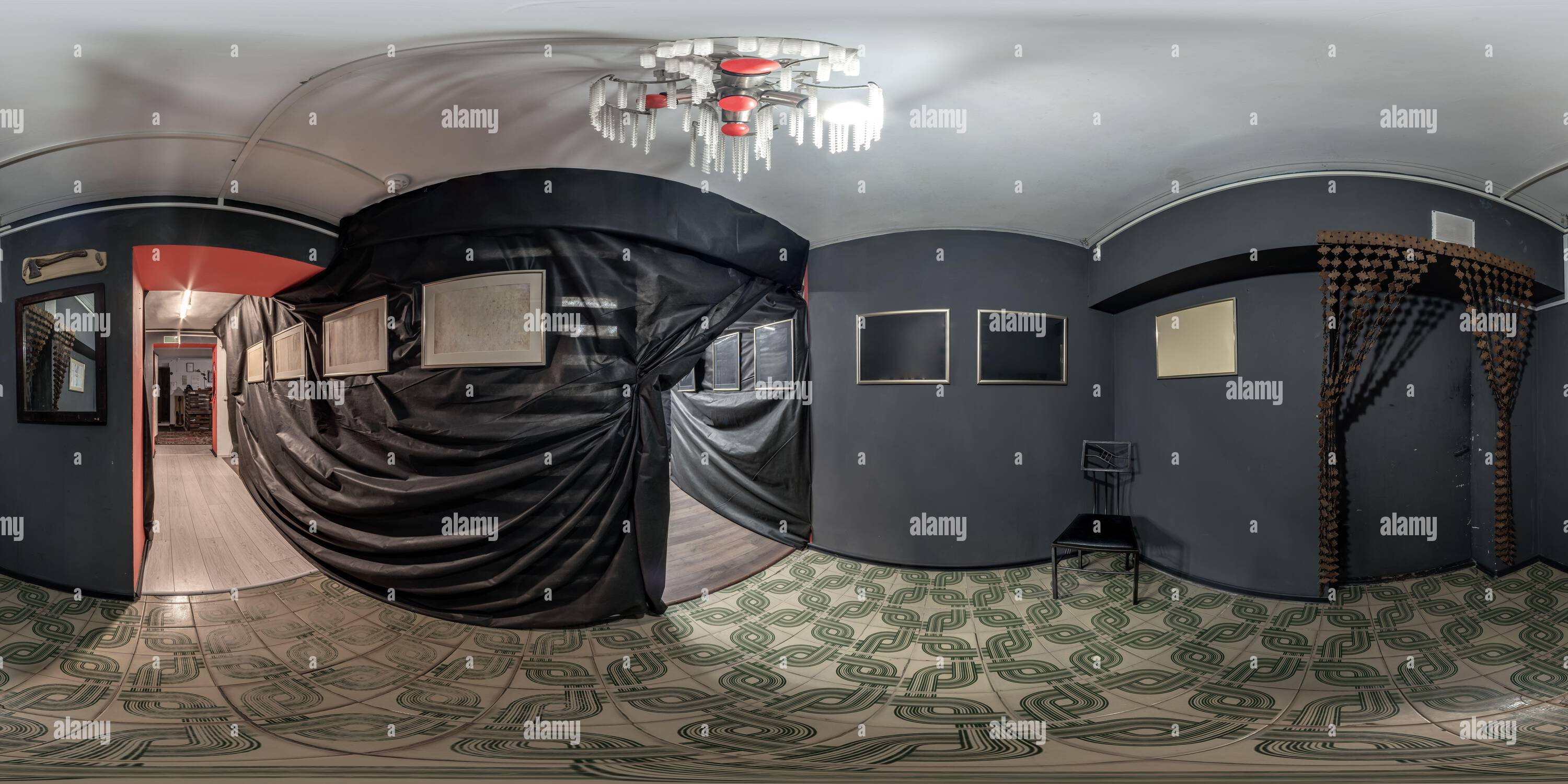 360° view of hdri panorama 360 degrees in interior of empty black room ...