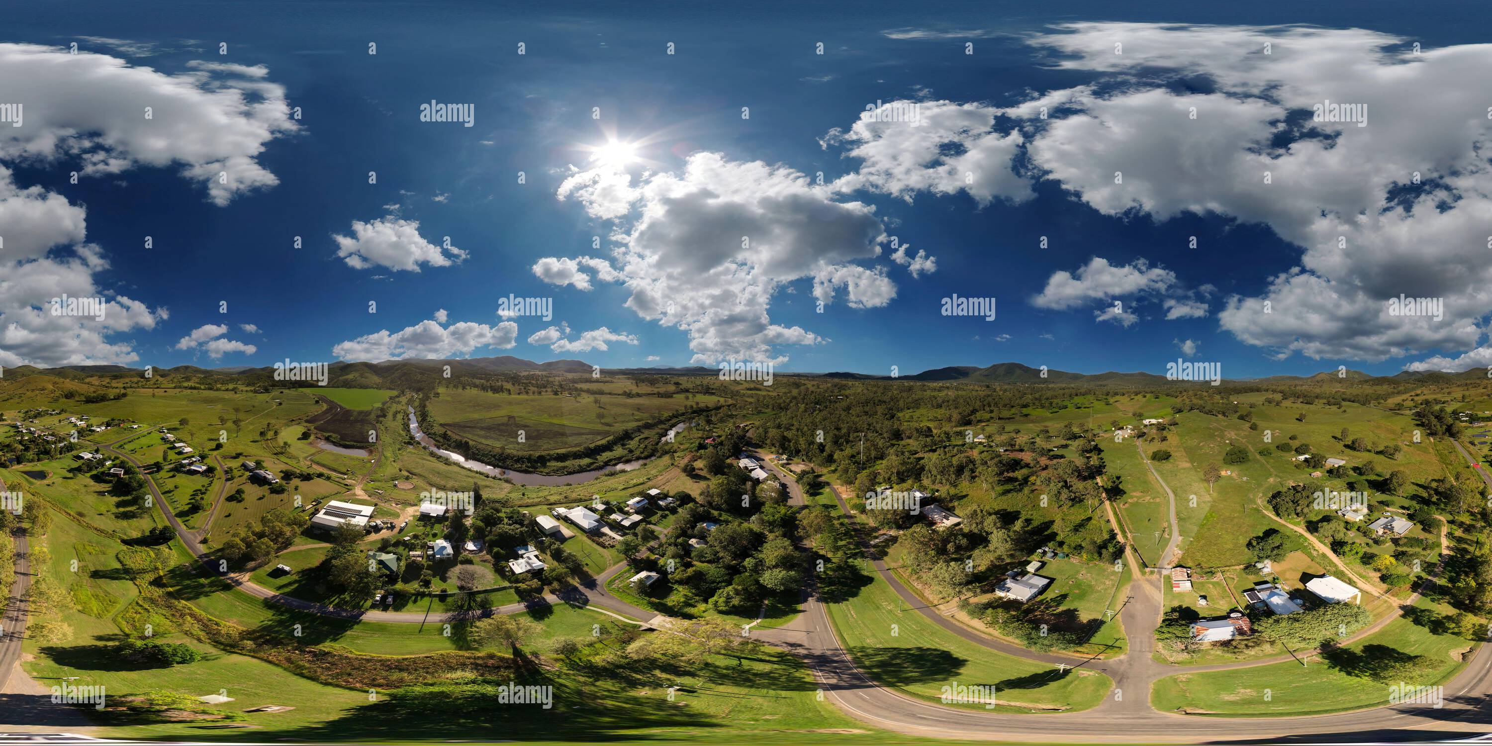 360° view of 360° aerial panorama of the small village of Woolooga near ...