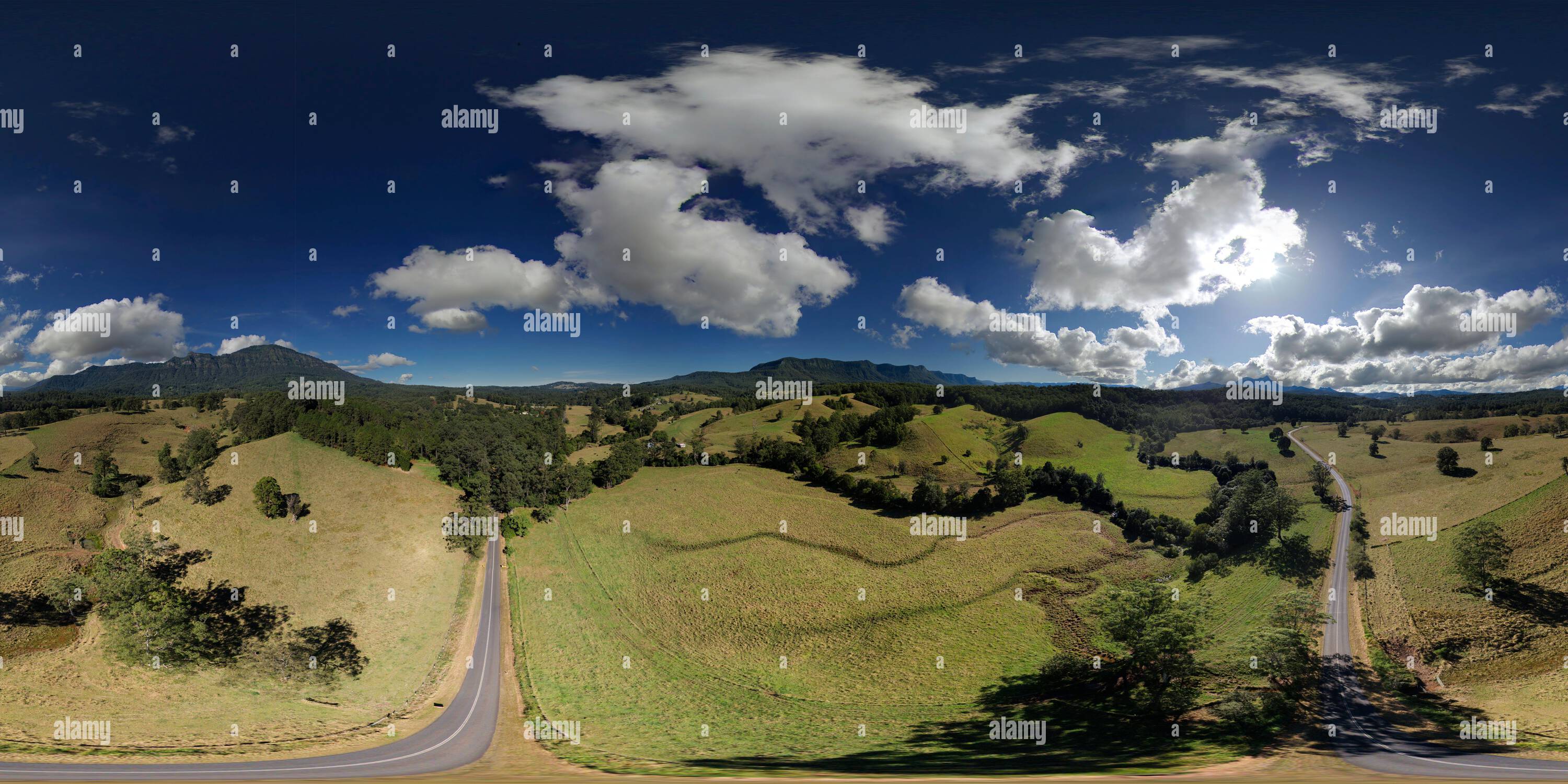 360° view of 360° aerial panorama of farmland and mountains Mount ...