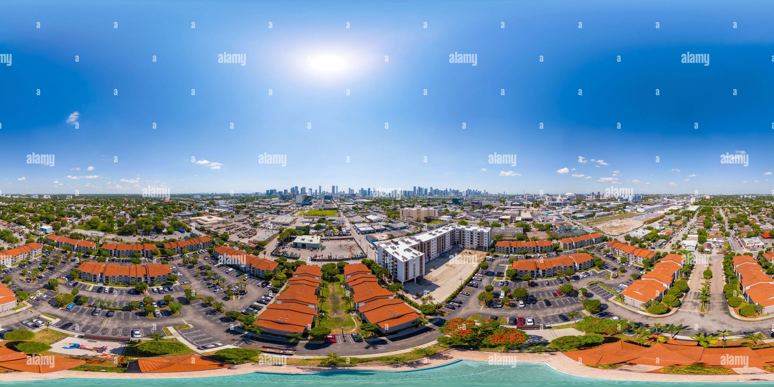 360° view of Apartment buildings Miami Florida. Low income housing in ...