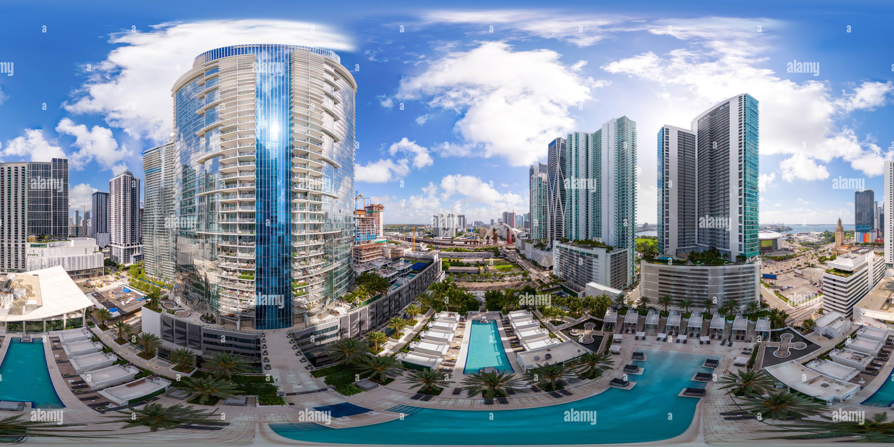 360° view of Miami, Florida, USA. Aerial 360 equirectangular photo ...