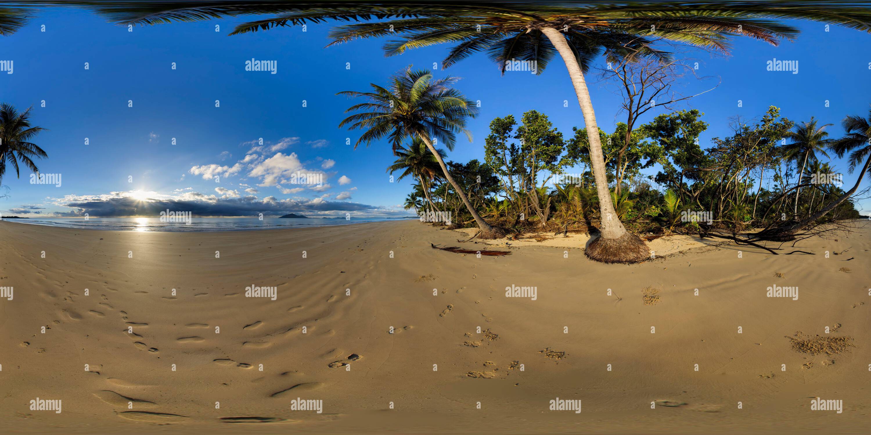 360° view of 360° panorama of Dunk Island from coconut tree lined ...
