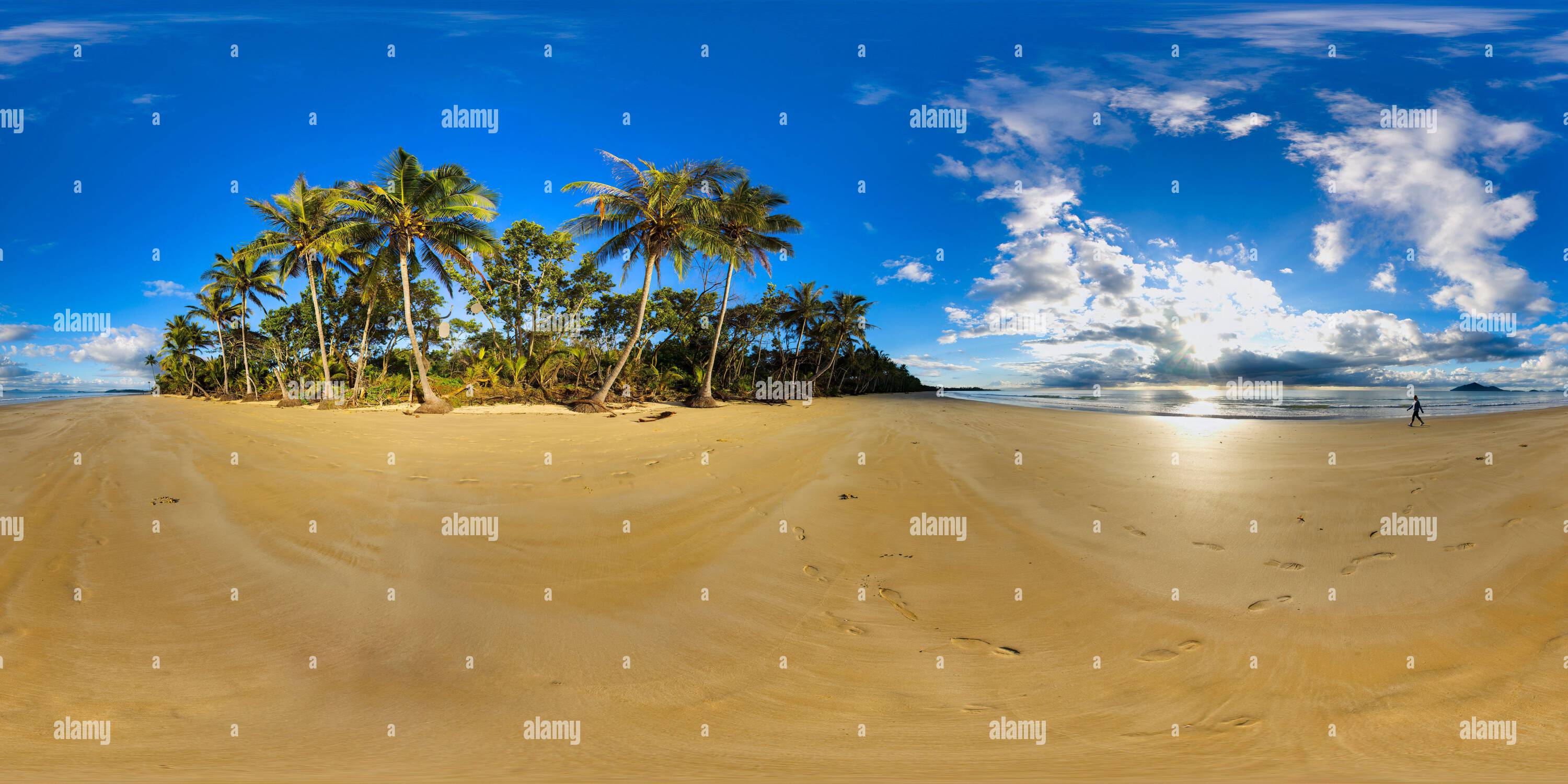 360° view of 360° panorama of sunrise over Dunk Island from coconut ...