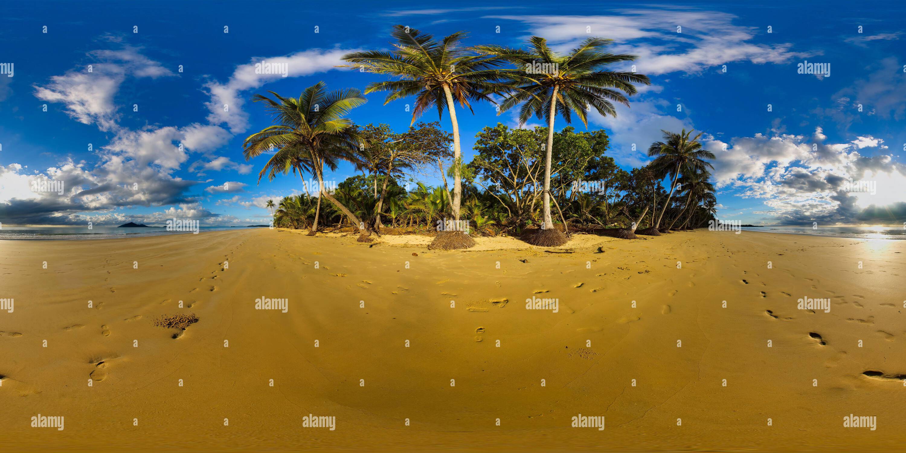 360° view of 360° panorama of sunrise over Dunk Island from coconut ...