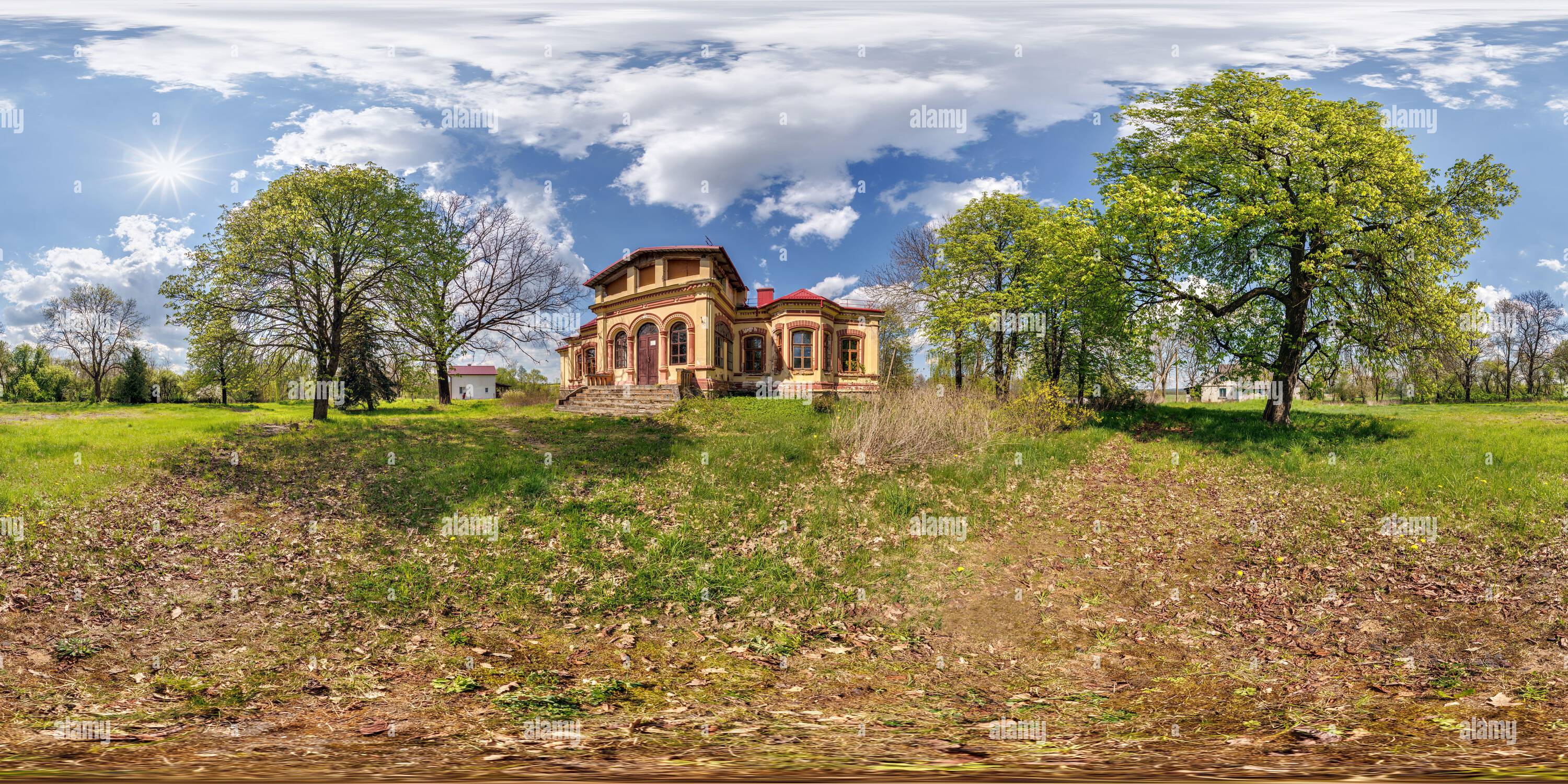 360° view of seamless spherical 360 hdri panorama near old abandoned ...