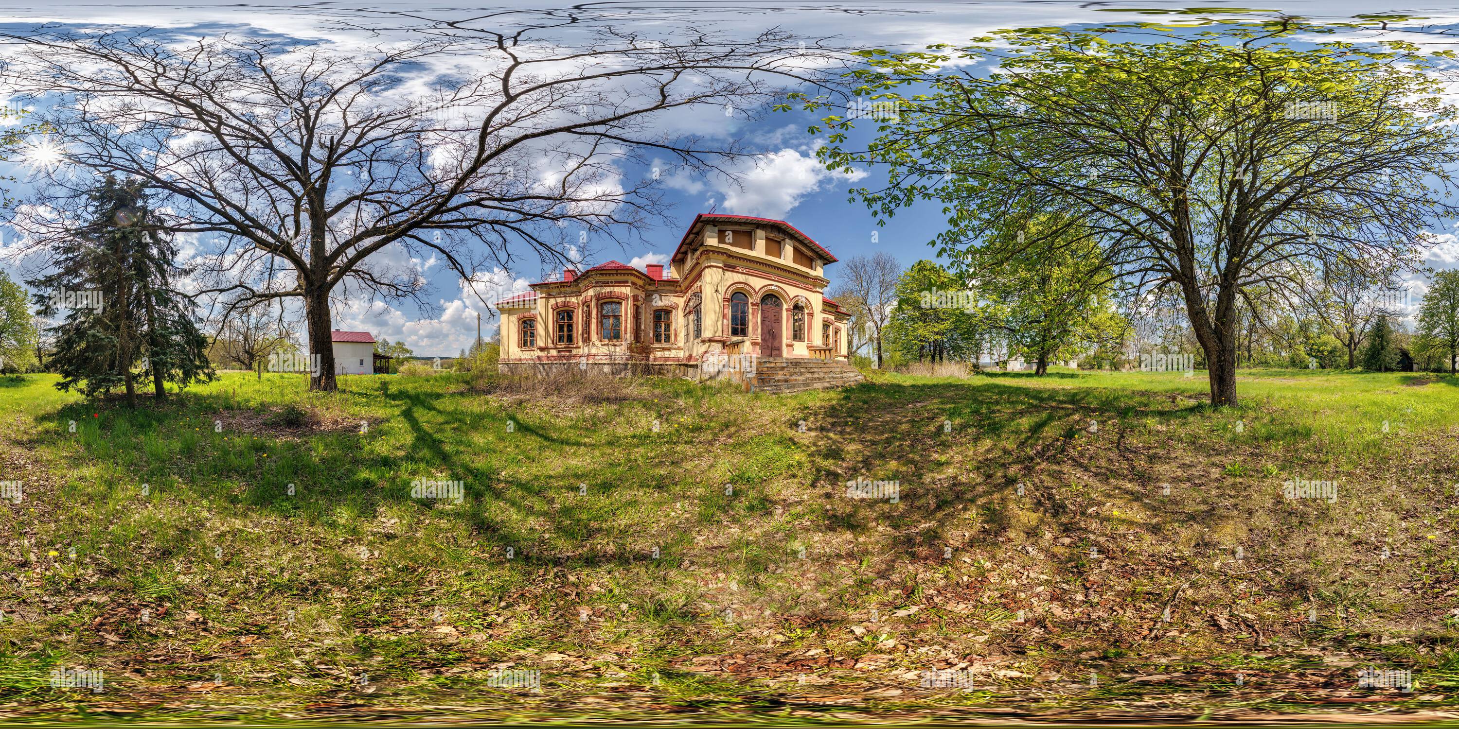 360° view of seamless spherical 360 hdri panorama near old abandoned ...