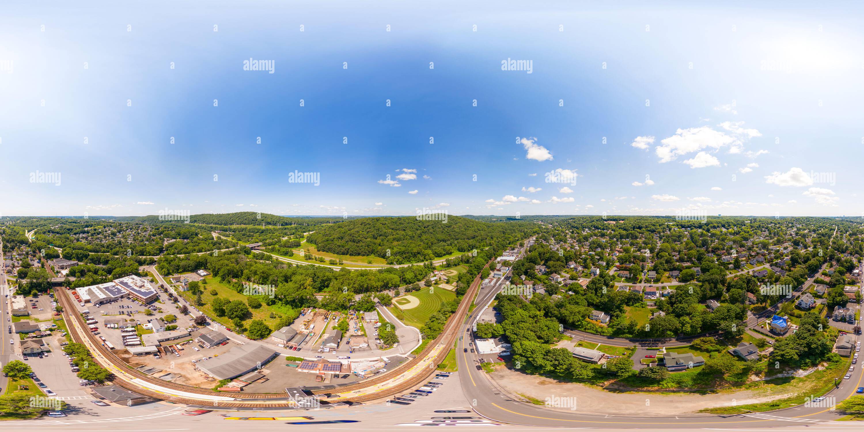 360° view of Hawthorne New York, USA. Aerial equirectangular drone 360 ...
