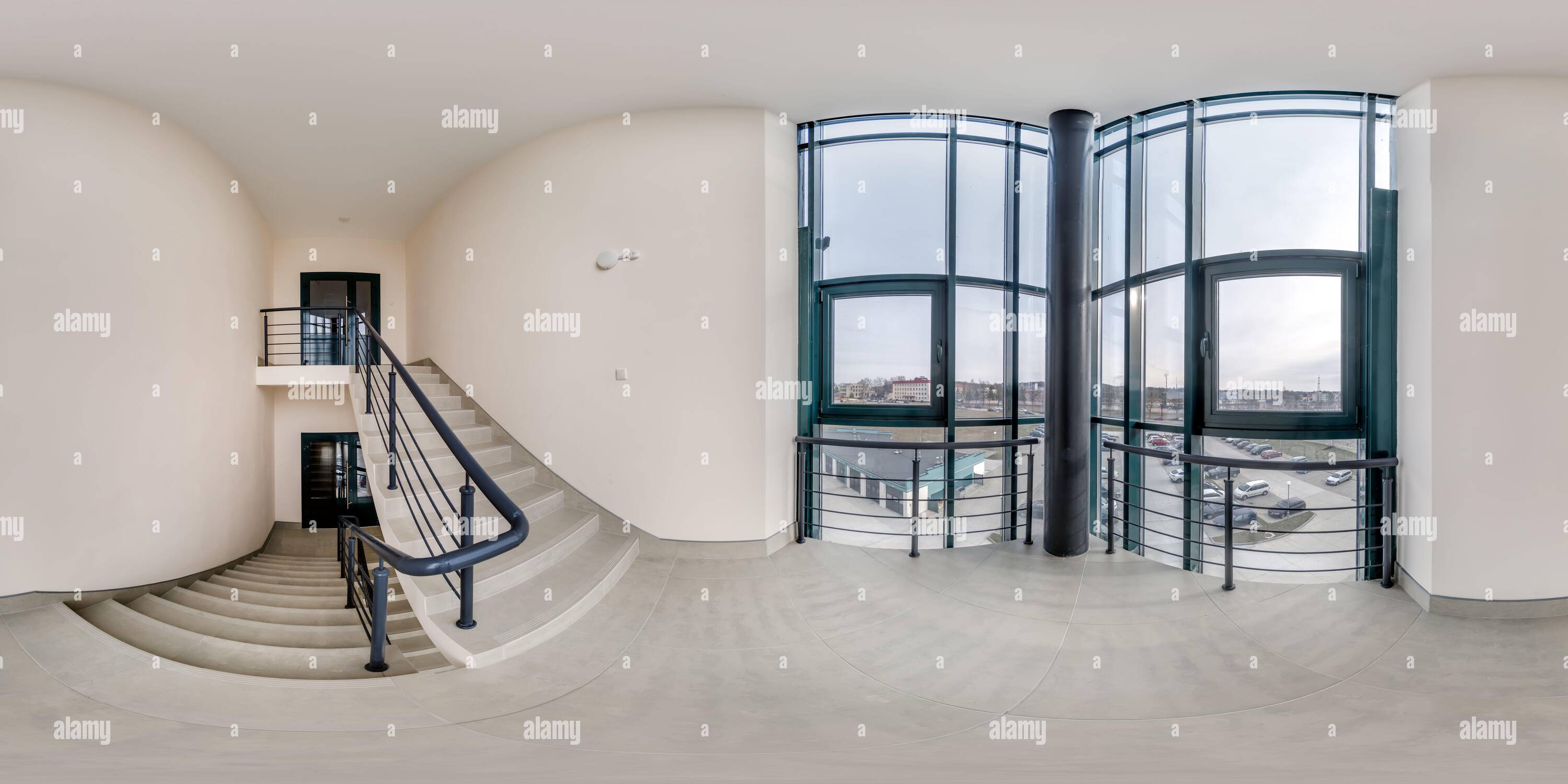 360° view of hdri 360 panorama view in empty modern hall near panoramic ...