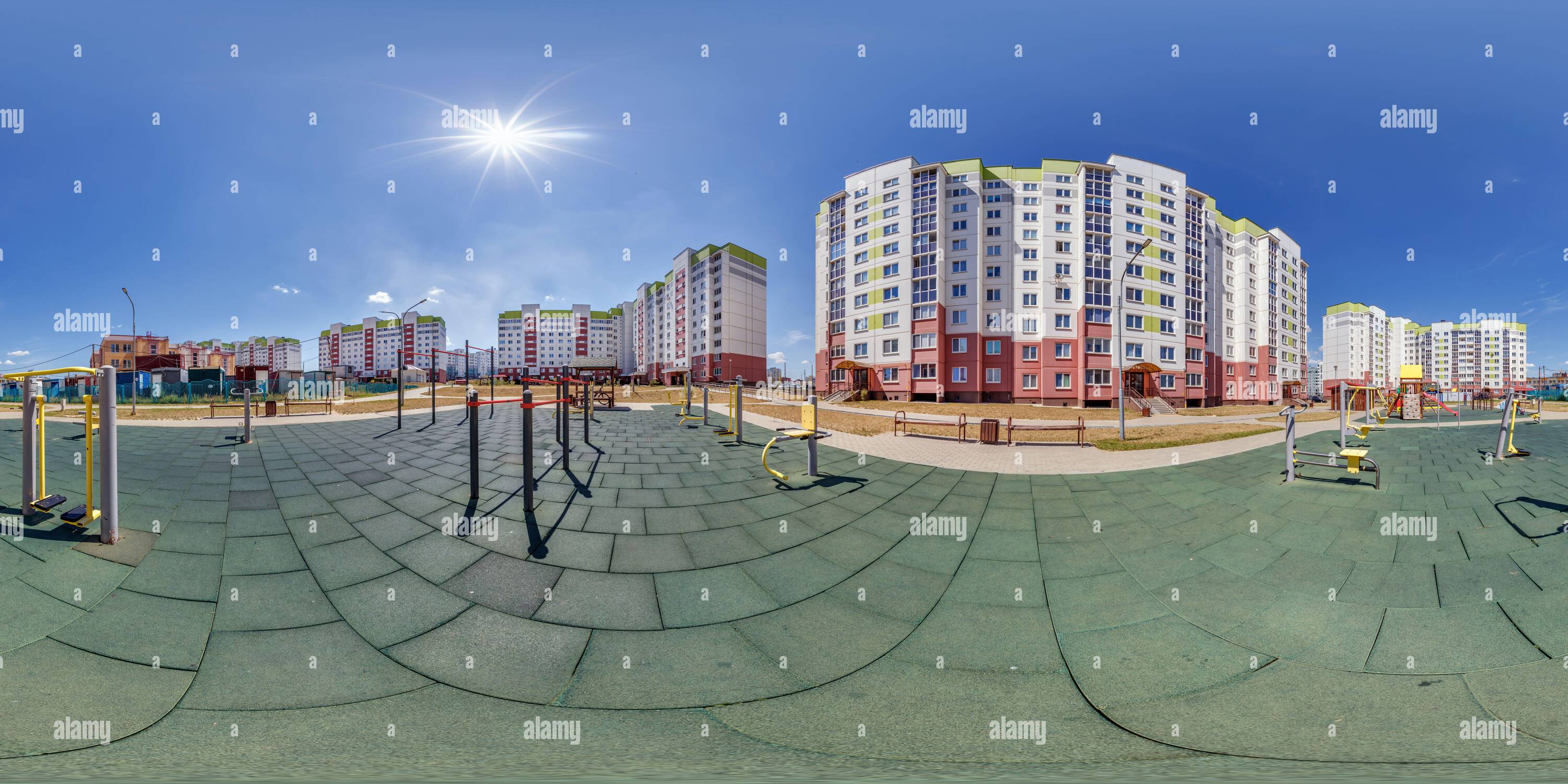 360° view of 360 hdri panorama on sports or childrens playground in ...